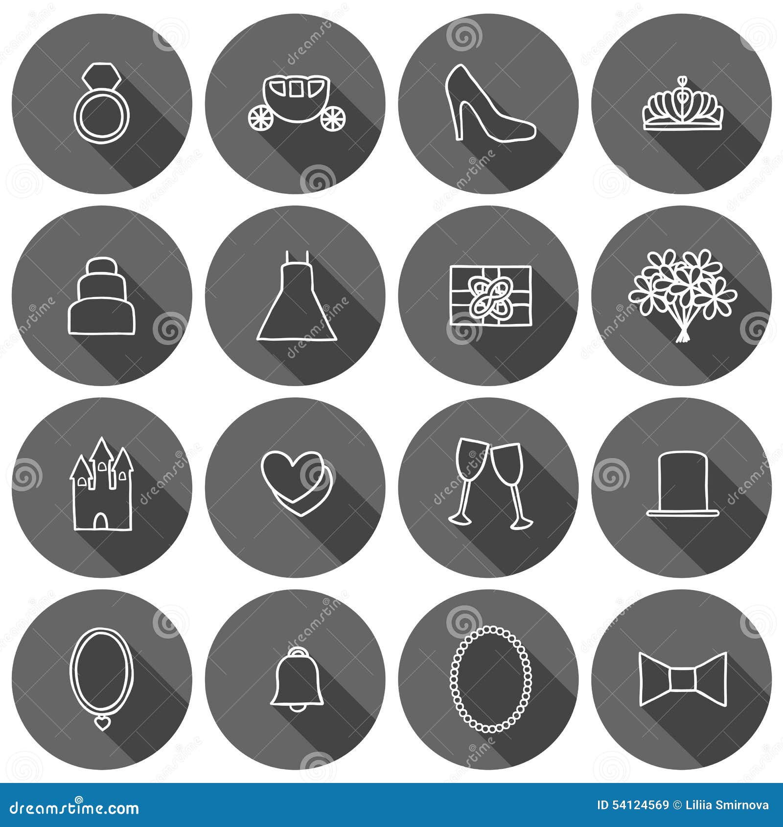 Set of Hand Drawn Wedding Icons Stock Vector - Illustration of ...