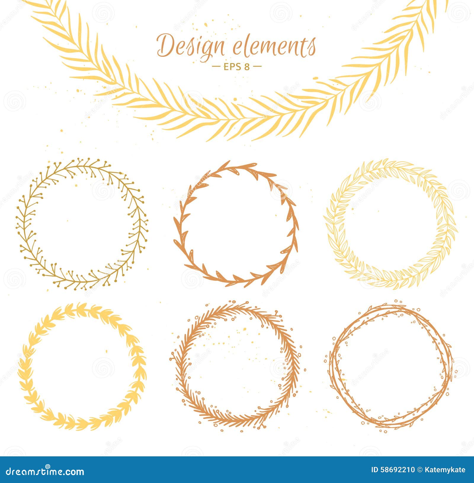 Set of Hand Drawn Wreaths. Design Elements for Invitations Stock Vector ...
