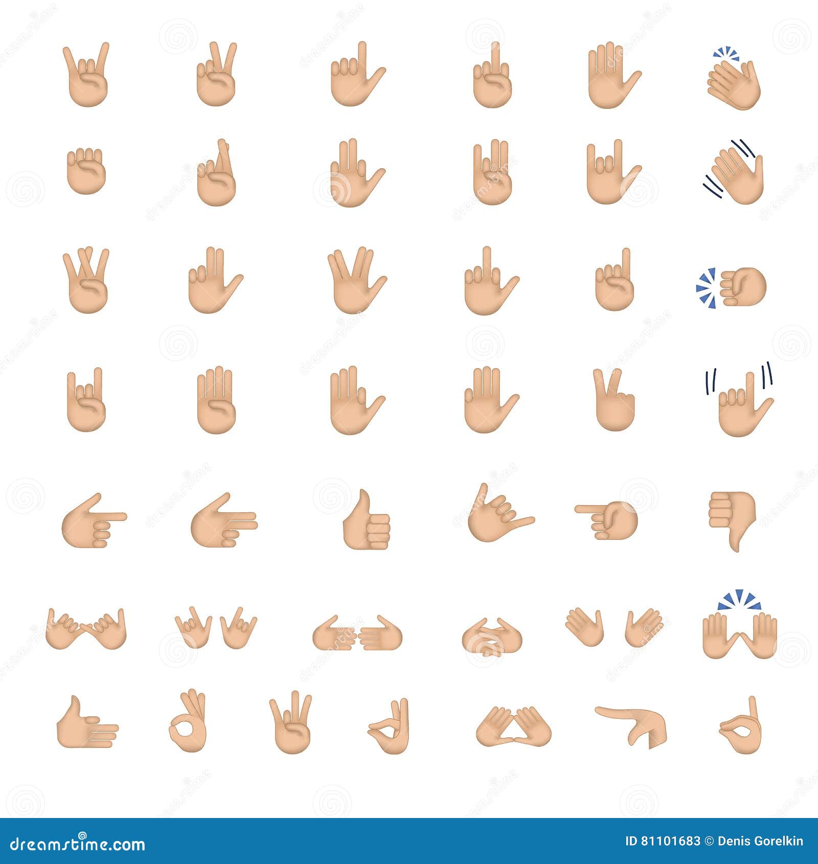 Set of Hand Emoticon Vector. Stock Vector - Illustration of positive ...