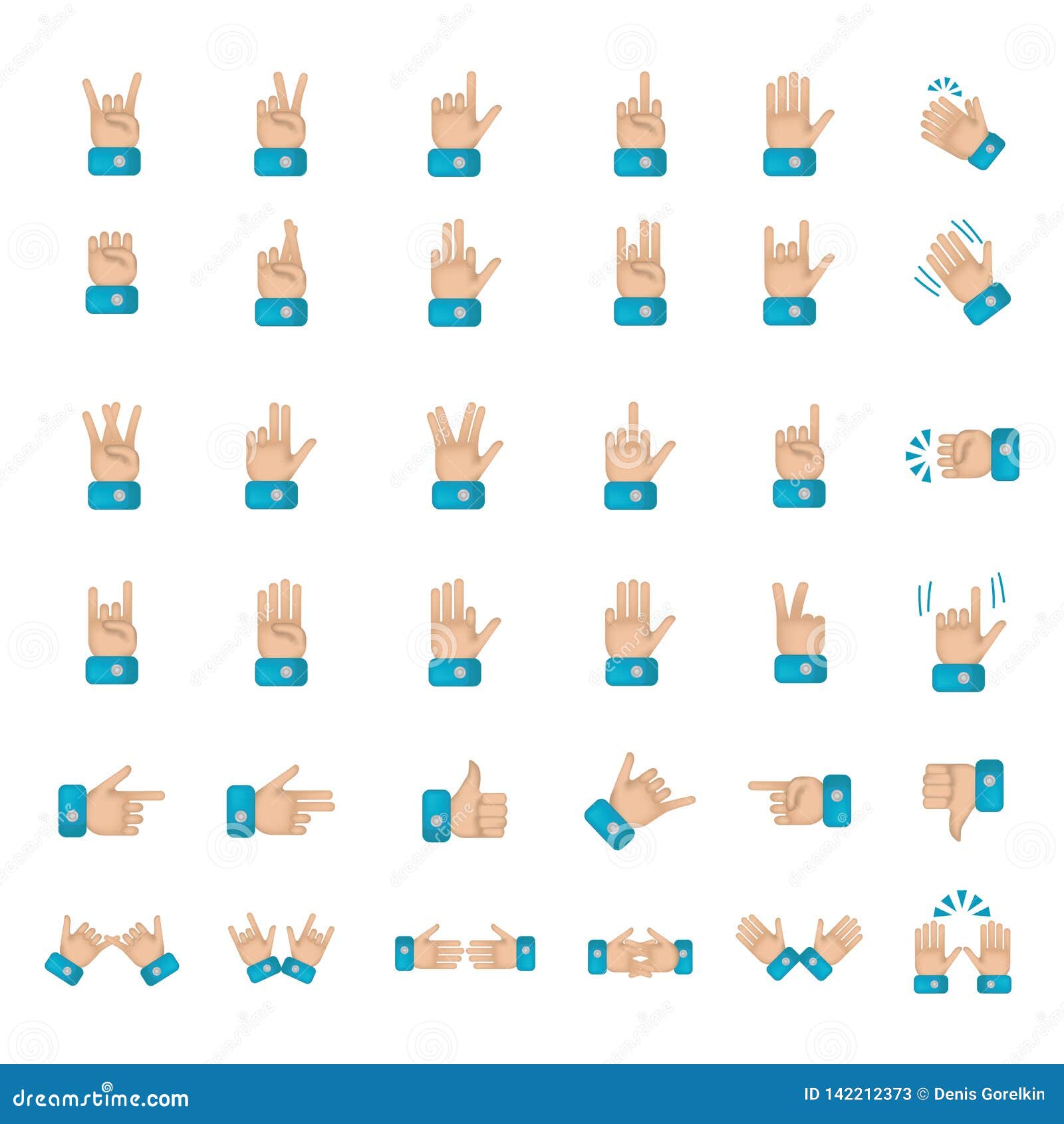 Set Of Hand Emoticon Vector Isolated On White Background ...