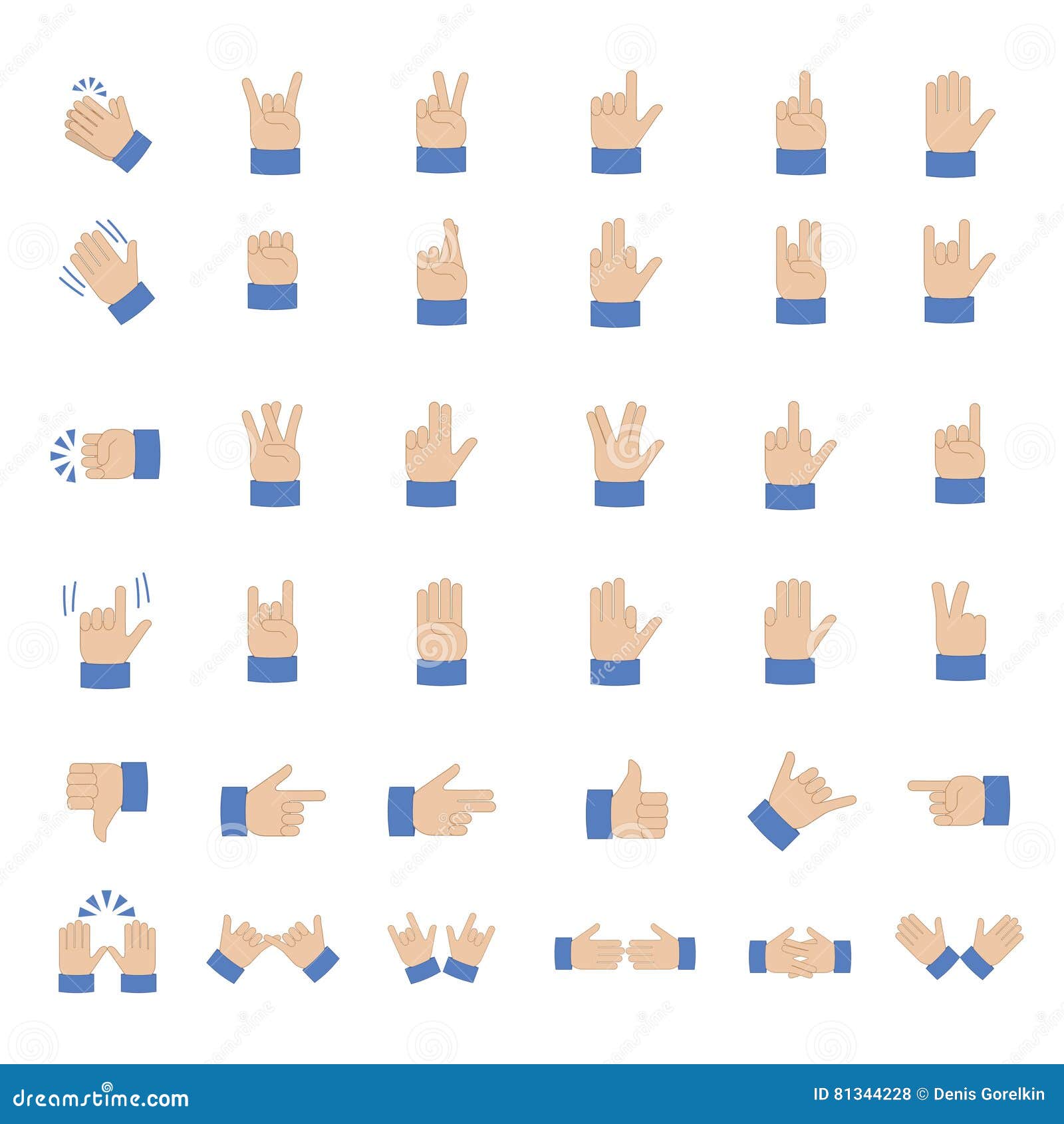 Set of hand emoticon stock vector. Illustration of emoticon - 81344228