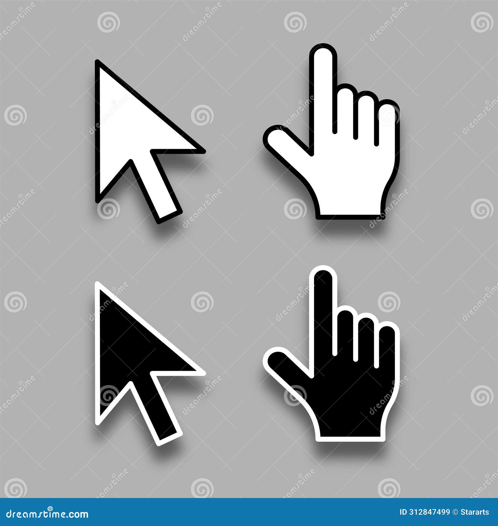 Set of Hand Finger and Cursor Symbol Design Stock Vector - Illustration ...