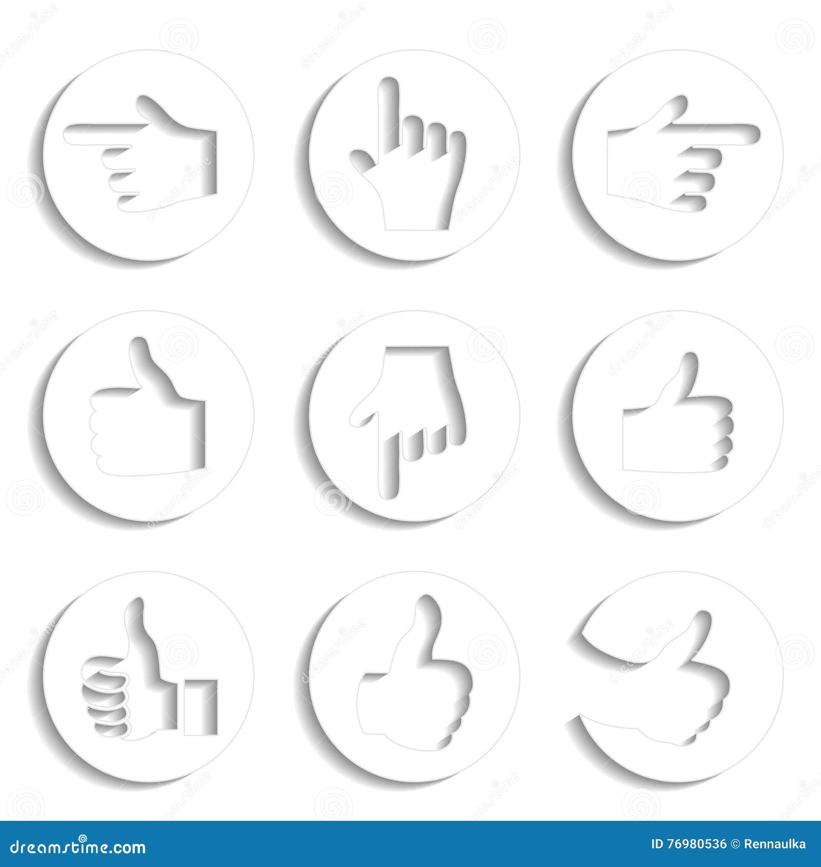 Set of Hand Gesture, Button - Best Choice Symbol, Next, More Sign Stock ...