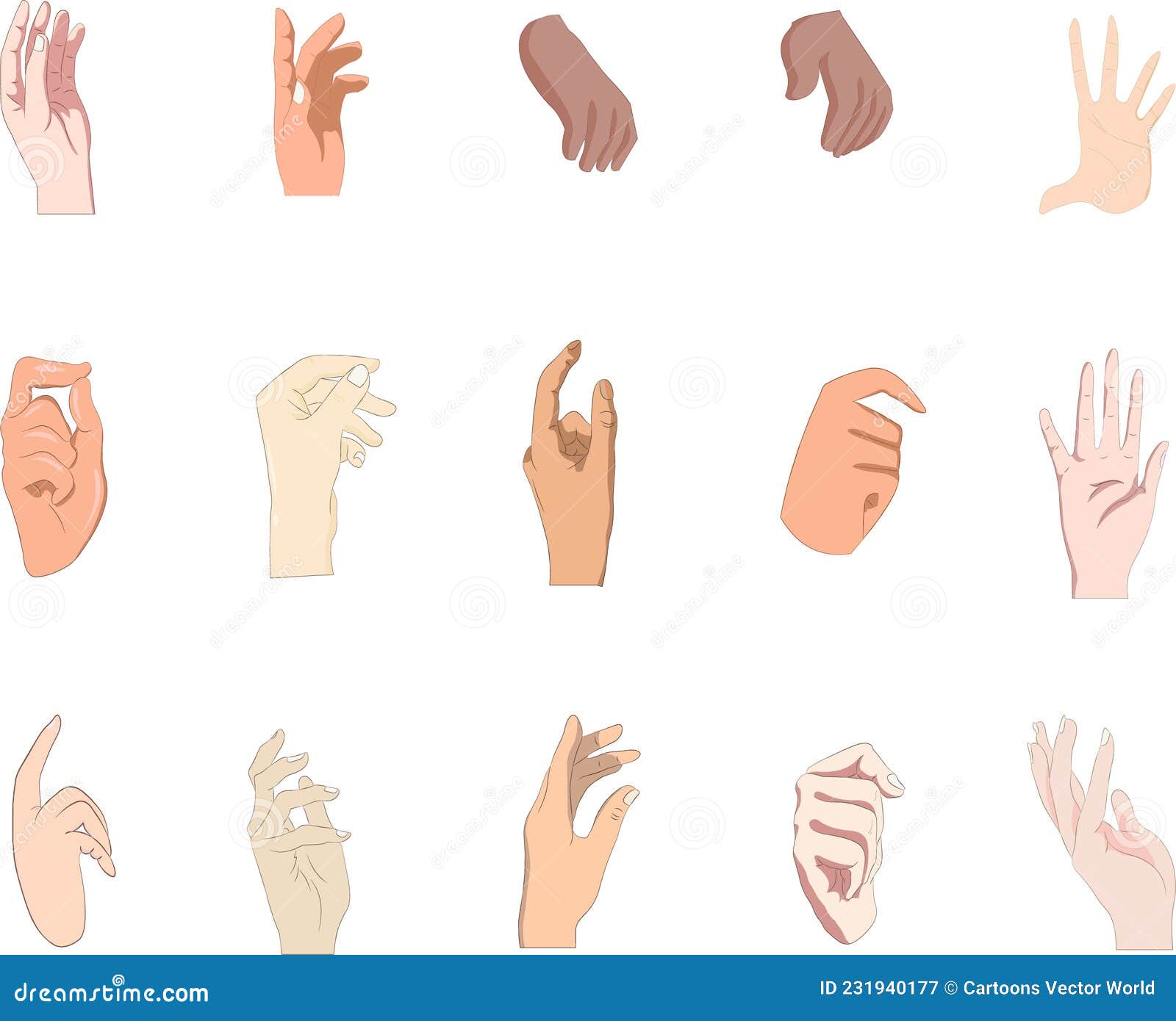 Set of Hand Gestures Hand Icon Different Shapes Collection Vector ...