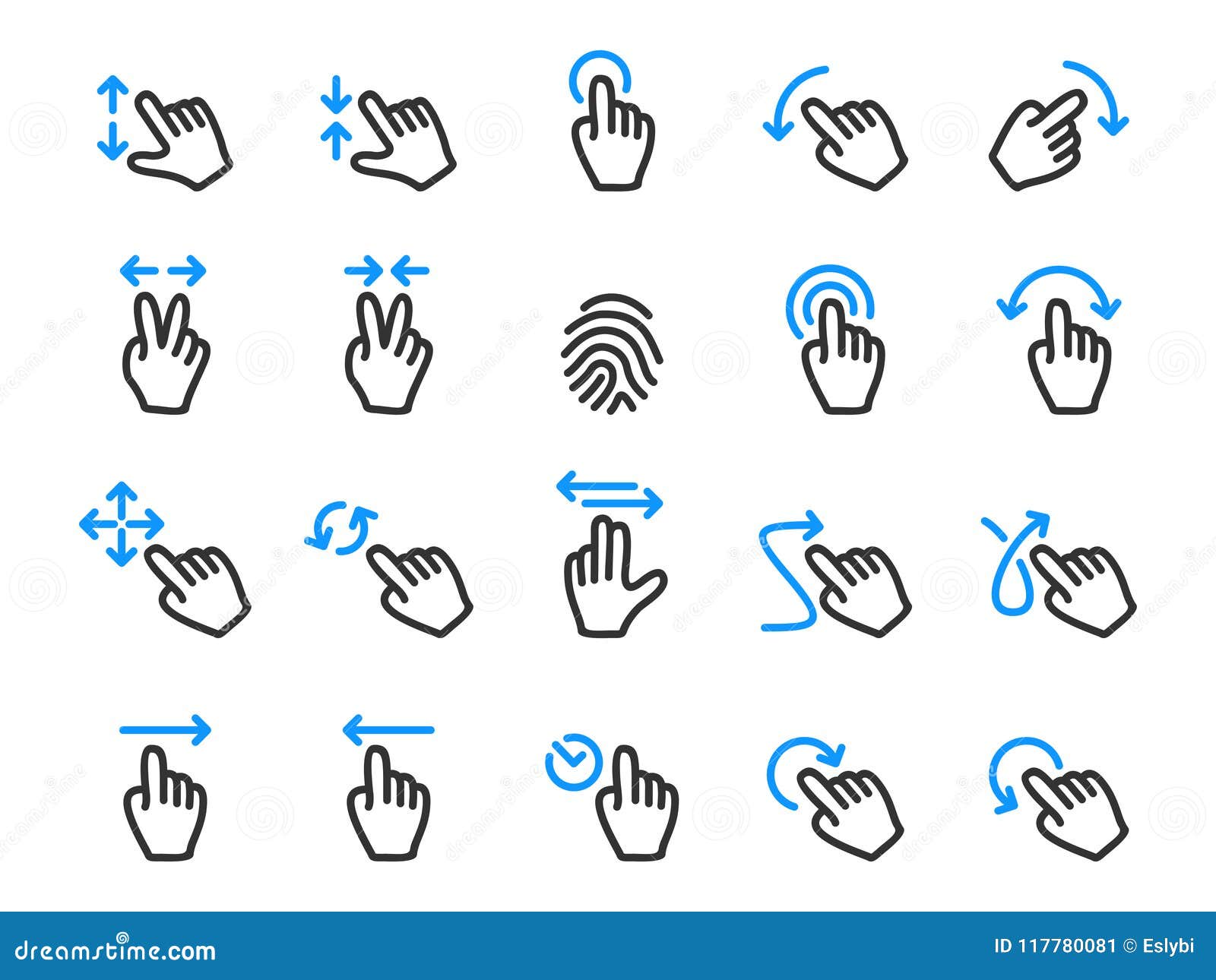 Set of Hand Gestures Icons for Using in the Touch Sensitive Screen ...
