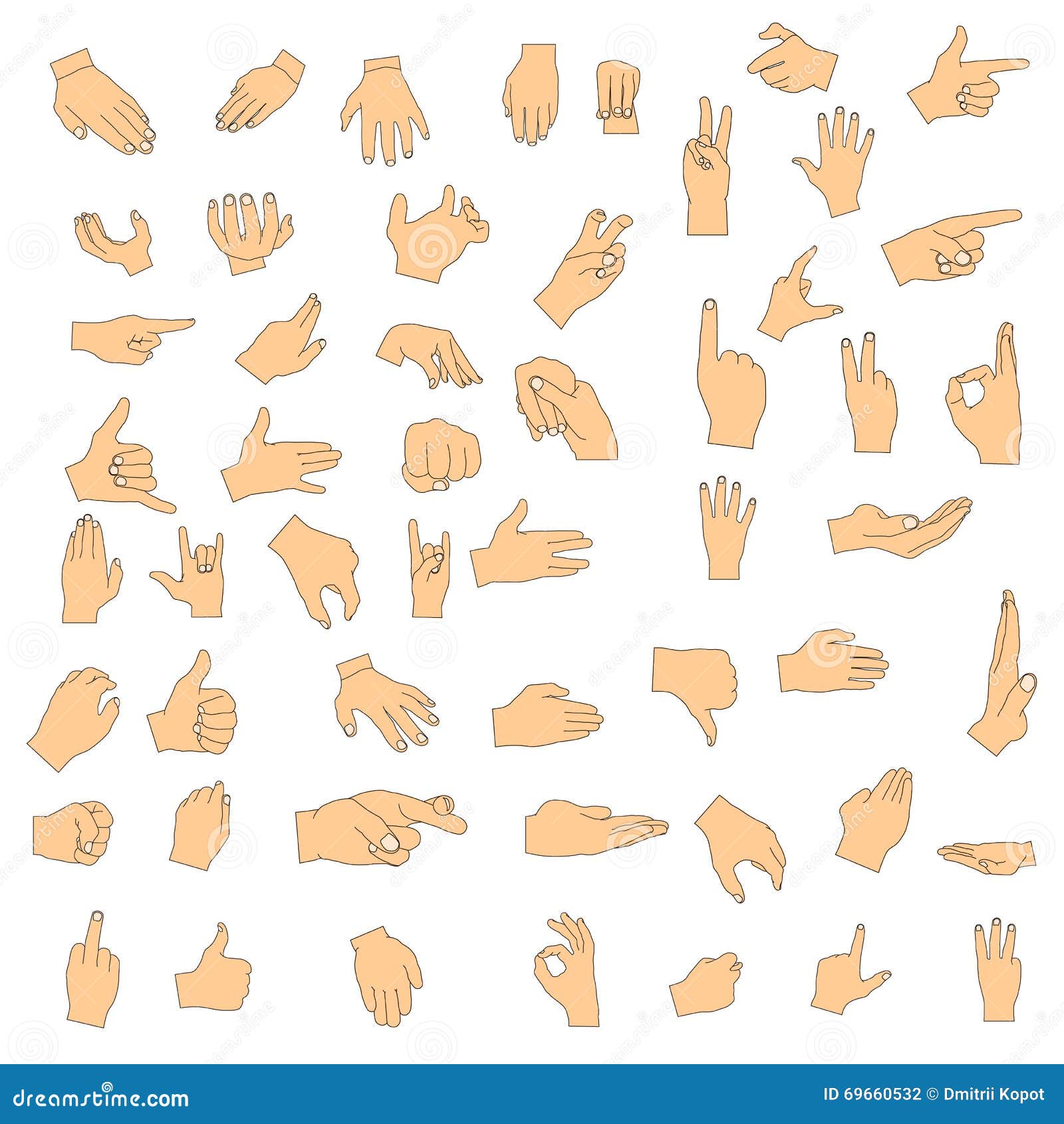Set Hand gestures stock vector. Illustration of protection - 69660532