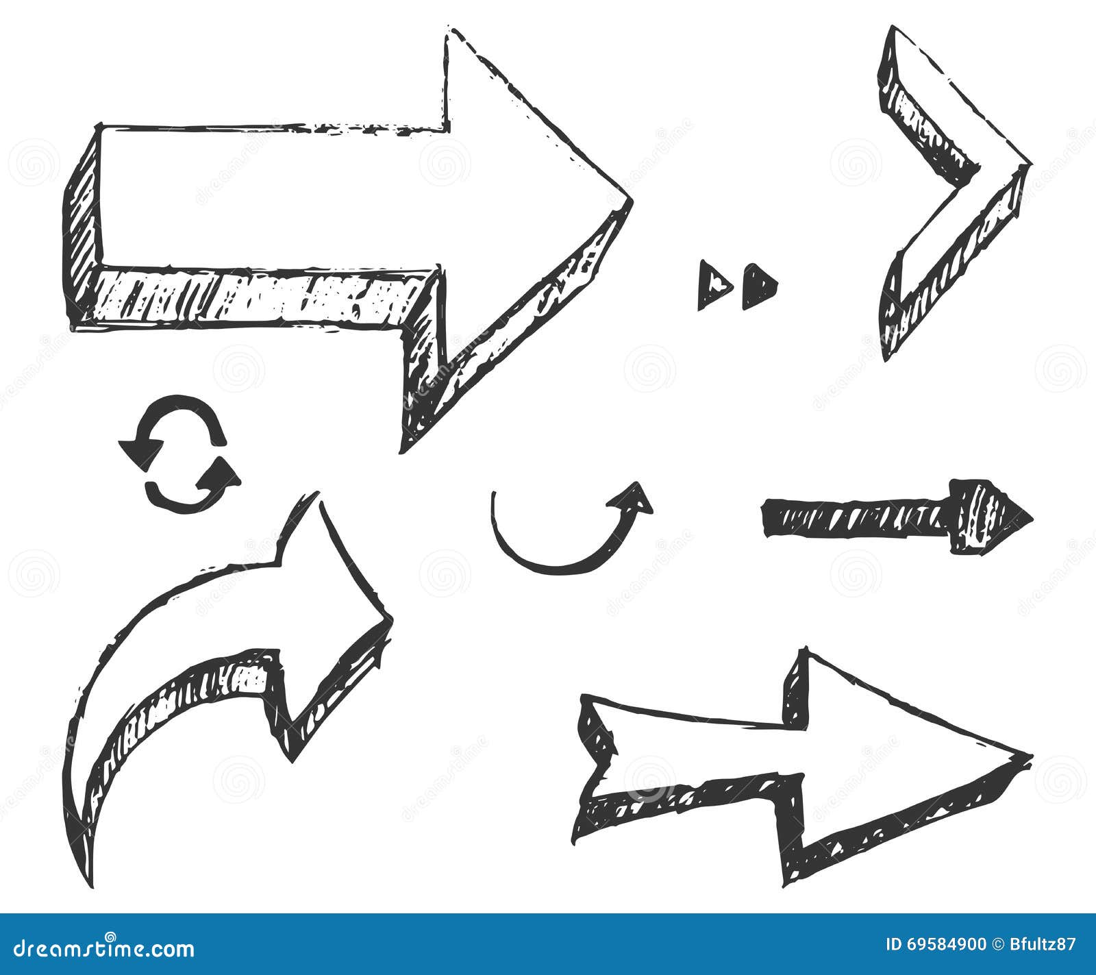 Set Hand Gezeichnete Pfeile Vektor Abbildung - Illustration von vektor ...