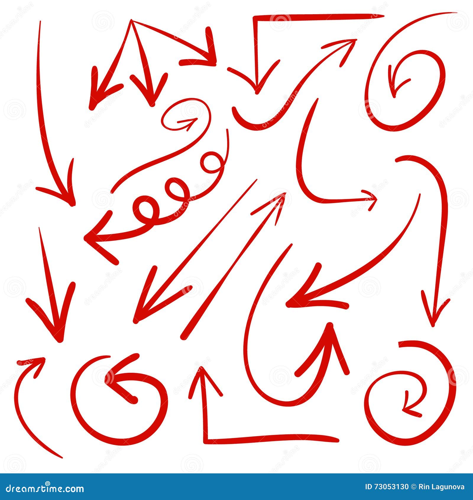 Set Hand Gezeichnete Pfeile Vektor Rote Pfeile Vektor Abbildung ...