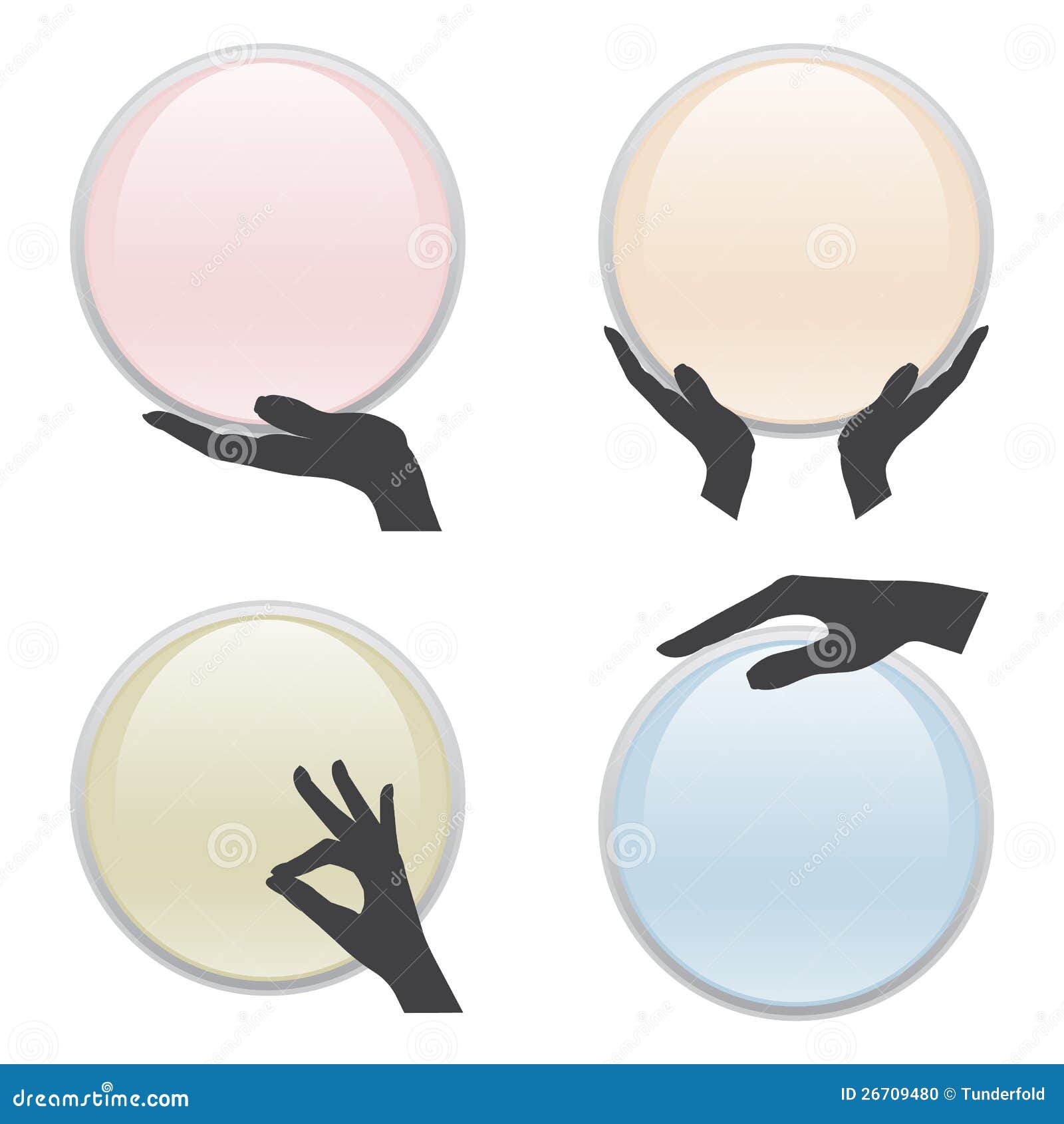 Set of Hand Holding 3D Circle Card Stock Illustration - Illustration of ...