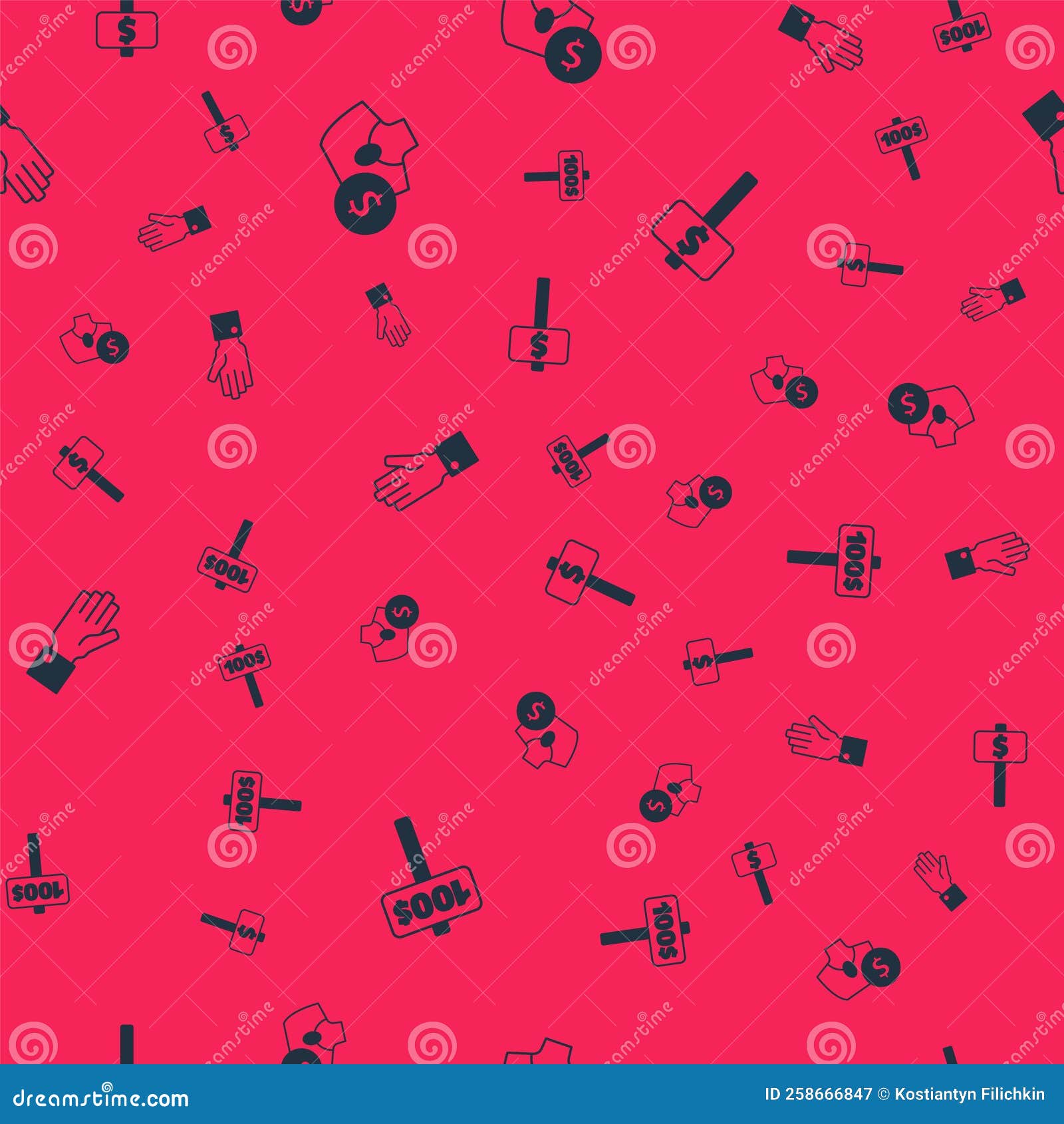 Set Hand Holding Auction Paddle, Auction Jewelry Sale, and on Seamless ...