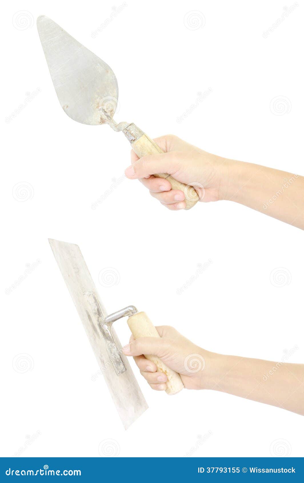 Set of Hand Holding Construction Lute Trowel Tool Isolated Stock Image ...