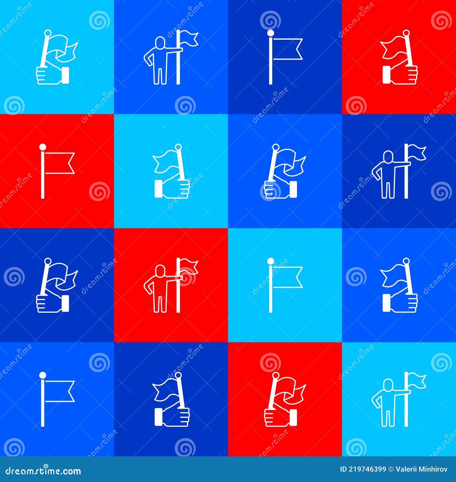 Set Hand Holding Flag, Man, Flag and Icon. Vector Stock Vector ...