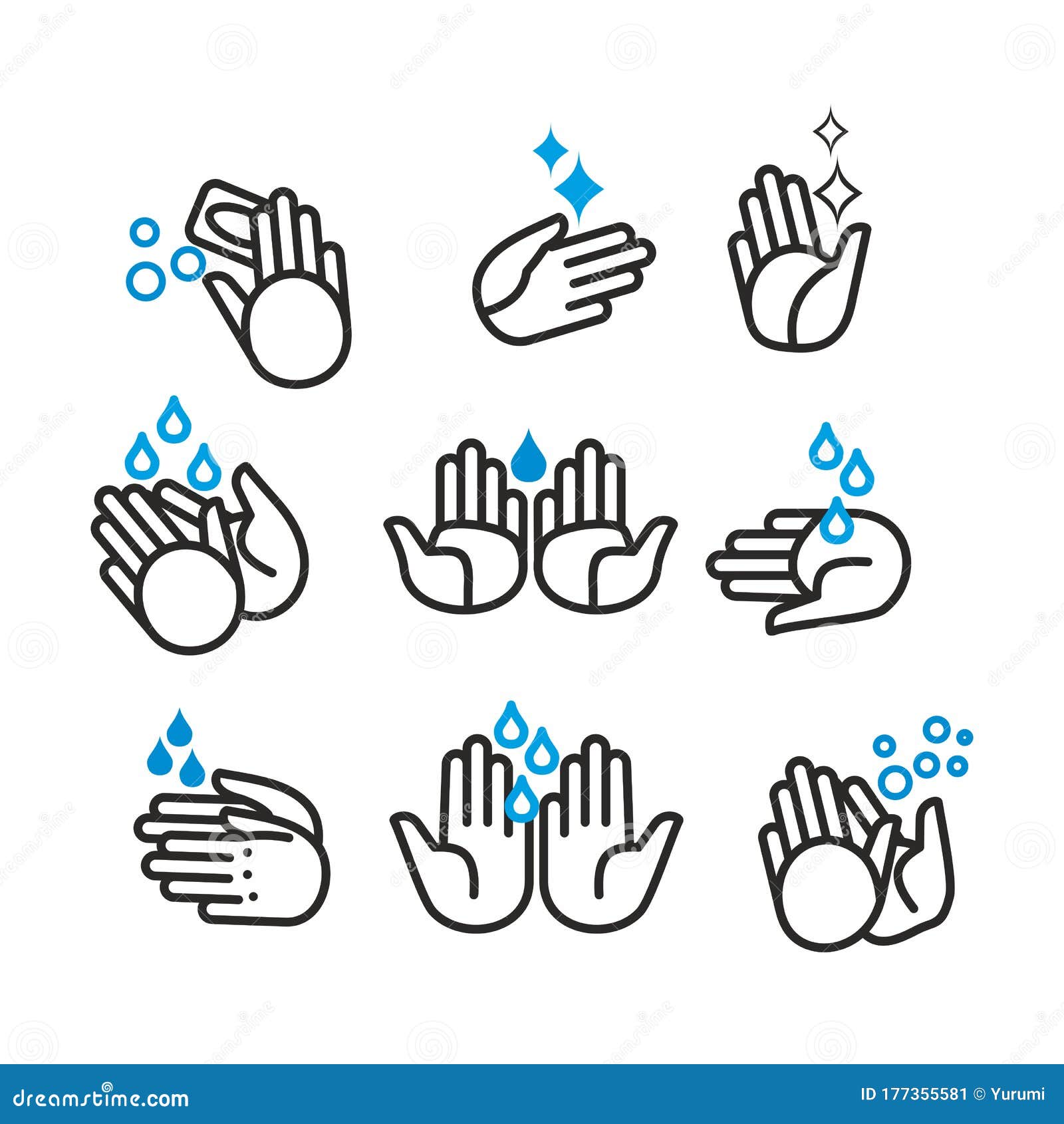 Set with hand icons stock vector. Illustration of palm - 177355581