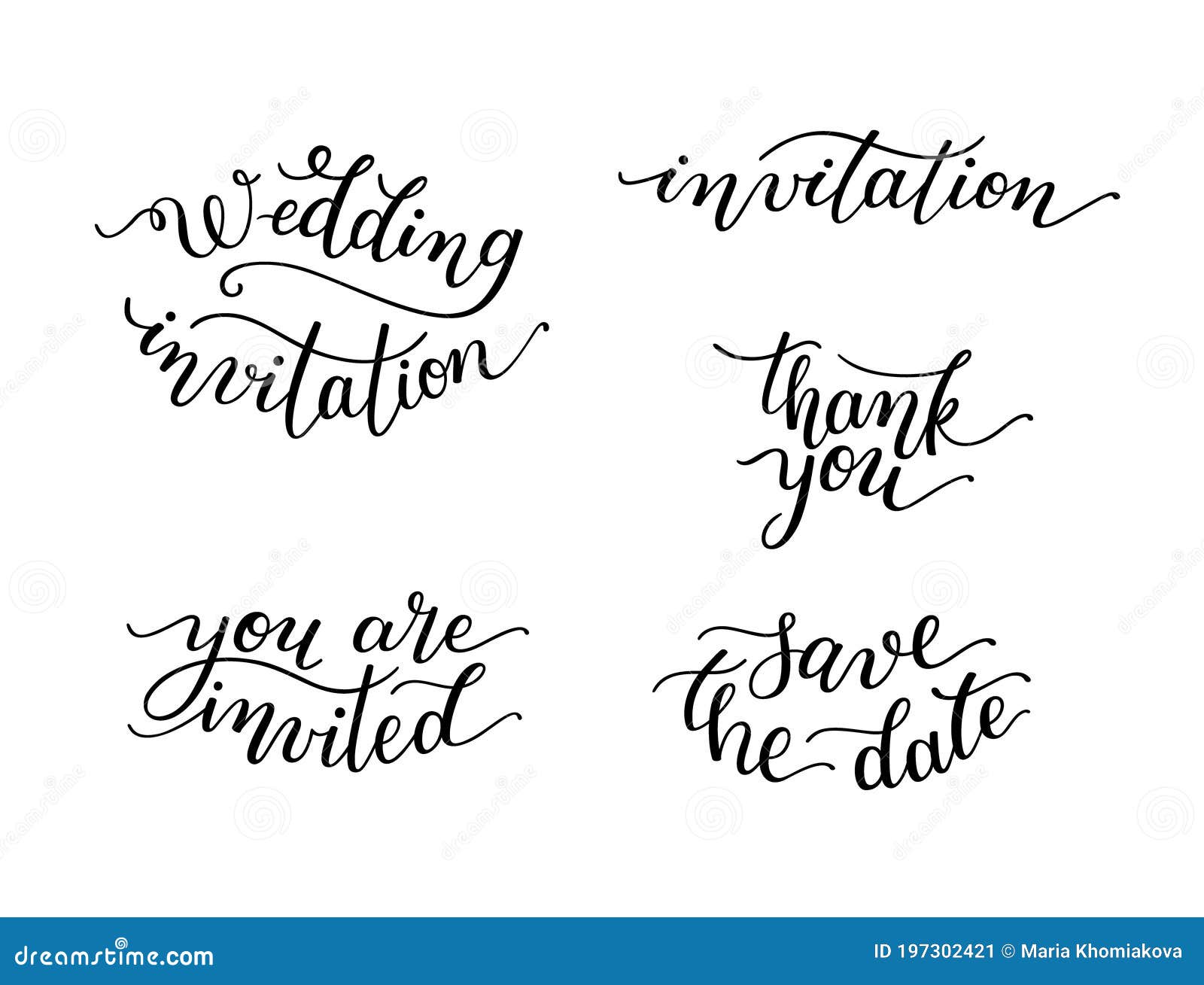 Set of Hand Lettering for Invitations, Weddings Stock Illustration ...