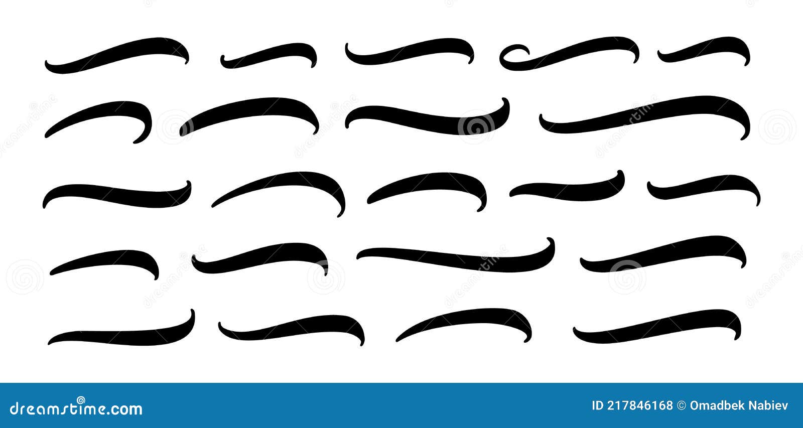 Set of Hand Lettering Underlines Lines Stock Vector - Illustration of ...