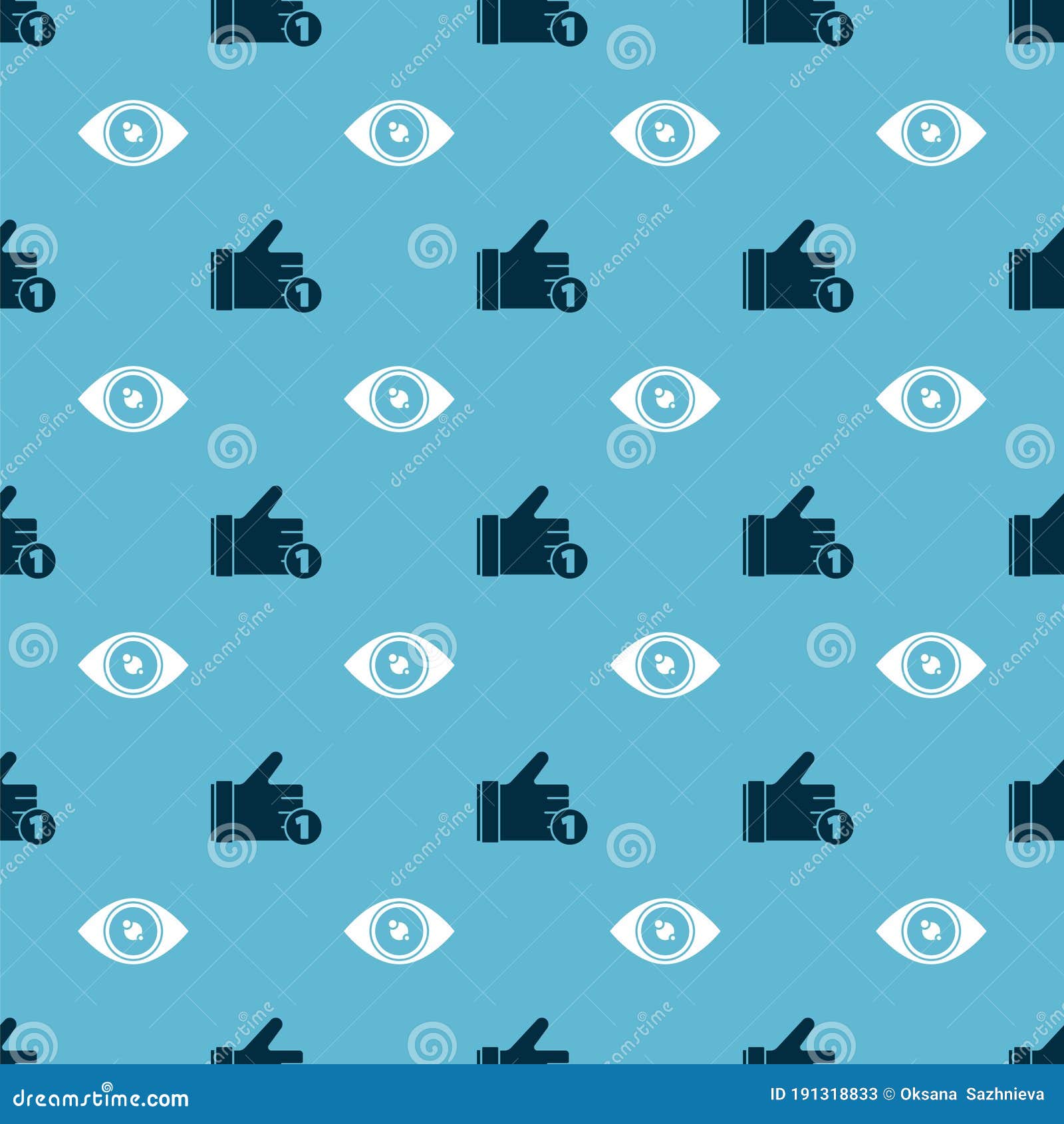 Set Hand Like and Eye on Seamless Pattern. Vector Stock Vector ...