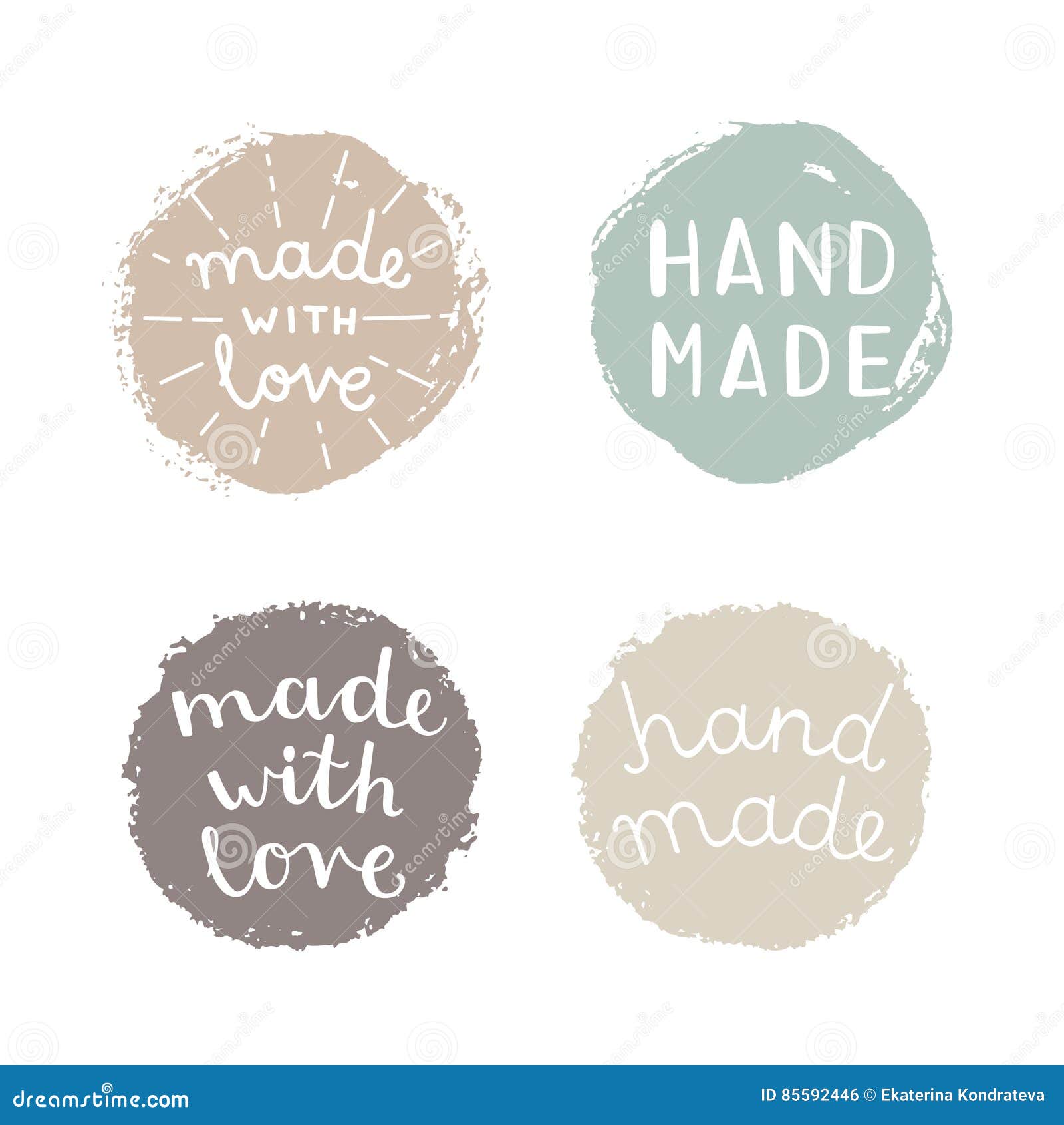 Set of hand made badges. stock vector. Illustration of color - 85592446