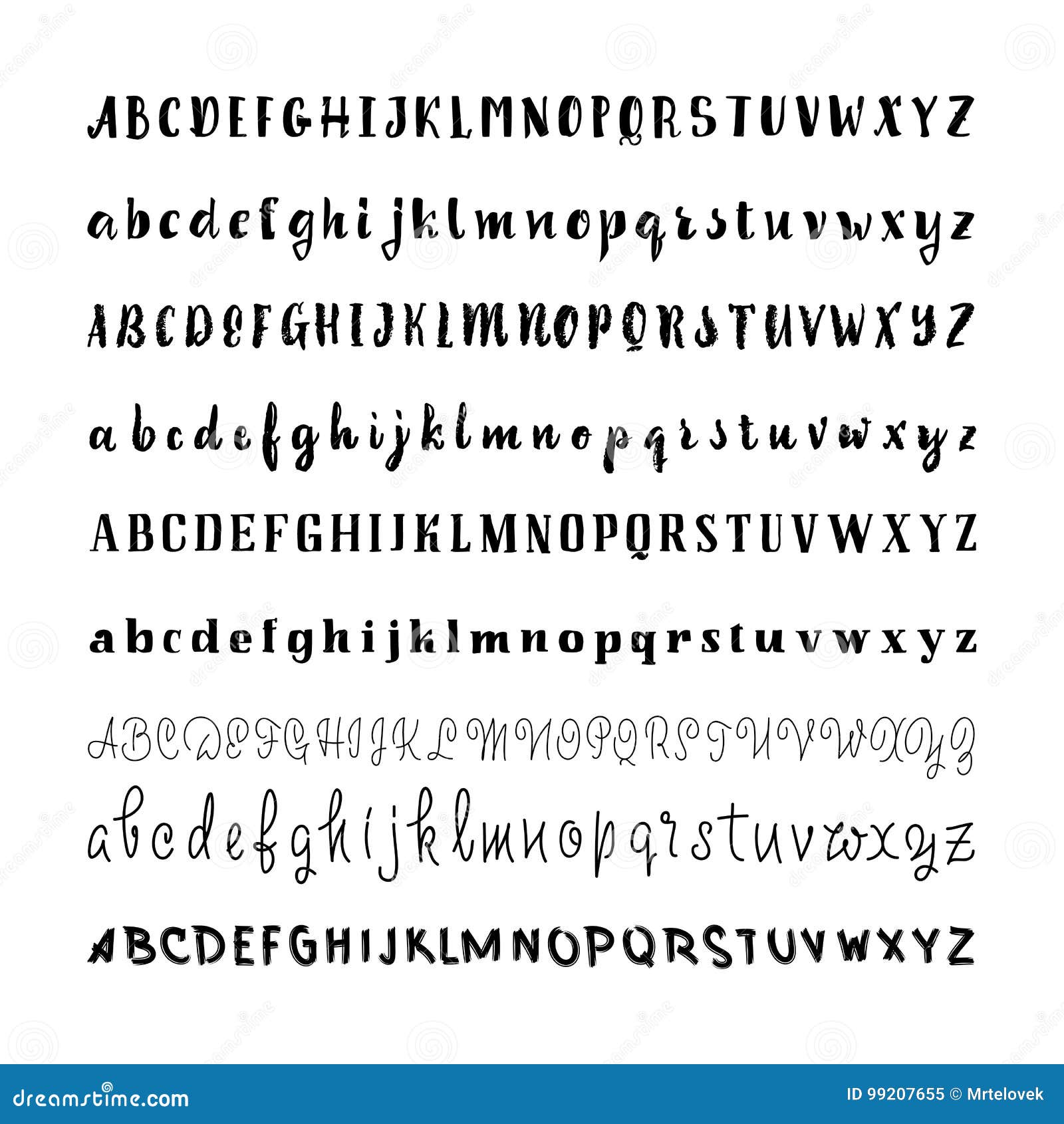 A Set of Hand-made Fonts for Use in Your Design Stock Vector ...