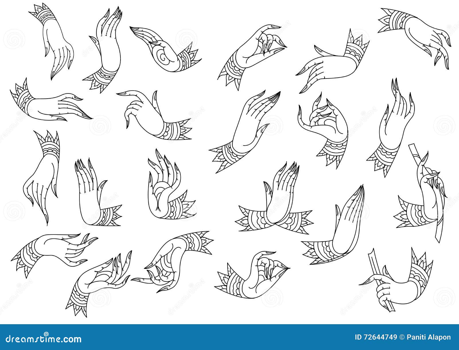 Set Hand Outline Stock Vector - Image: 72644749