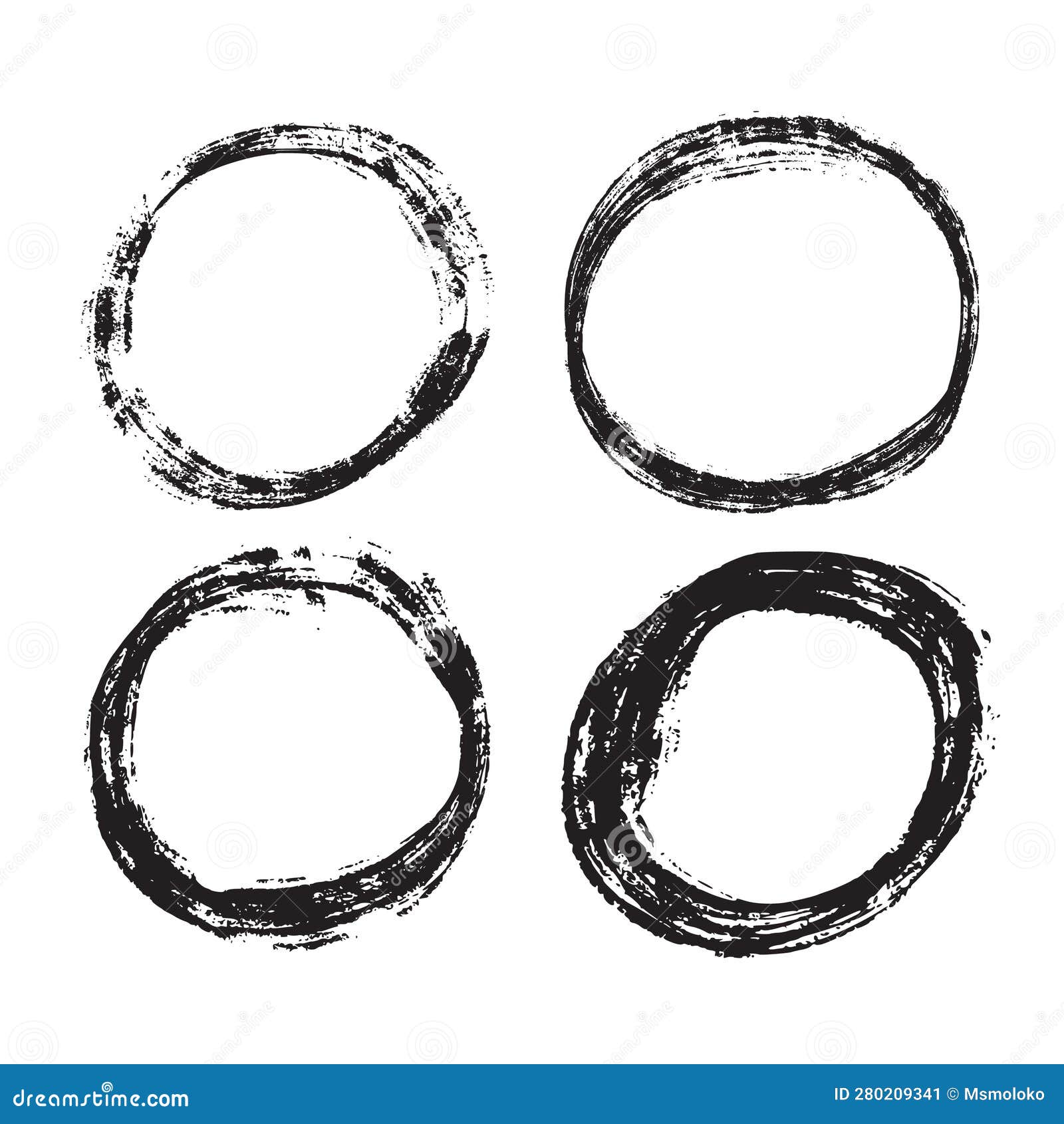 Set of Hand Painted Ink Circles, Vector Illustration Stock Vector ...