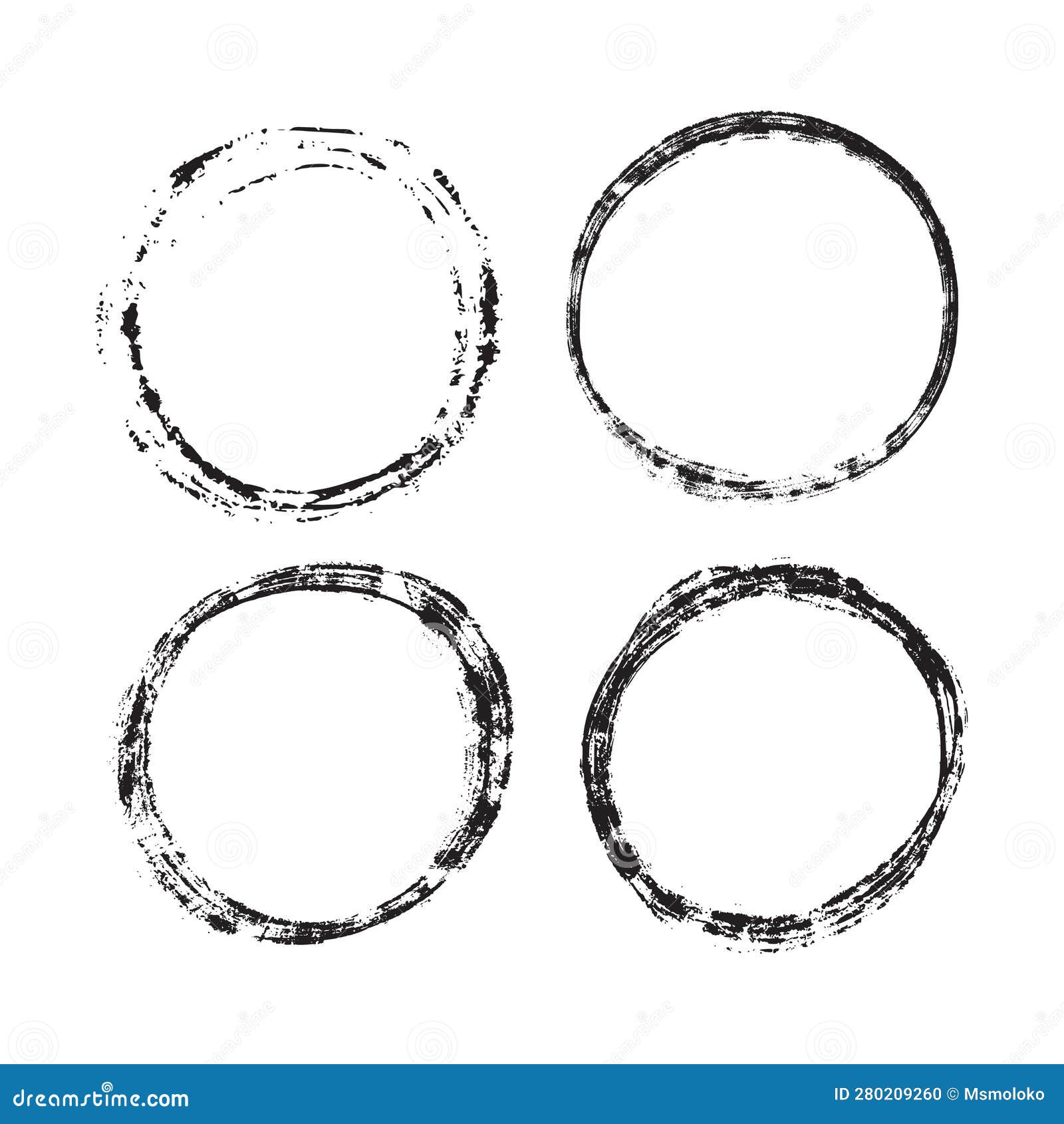 Set of Hand Painted Ink Circles, Vector Illustration Stock Vector ...