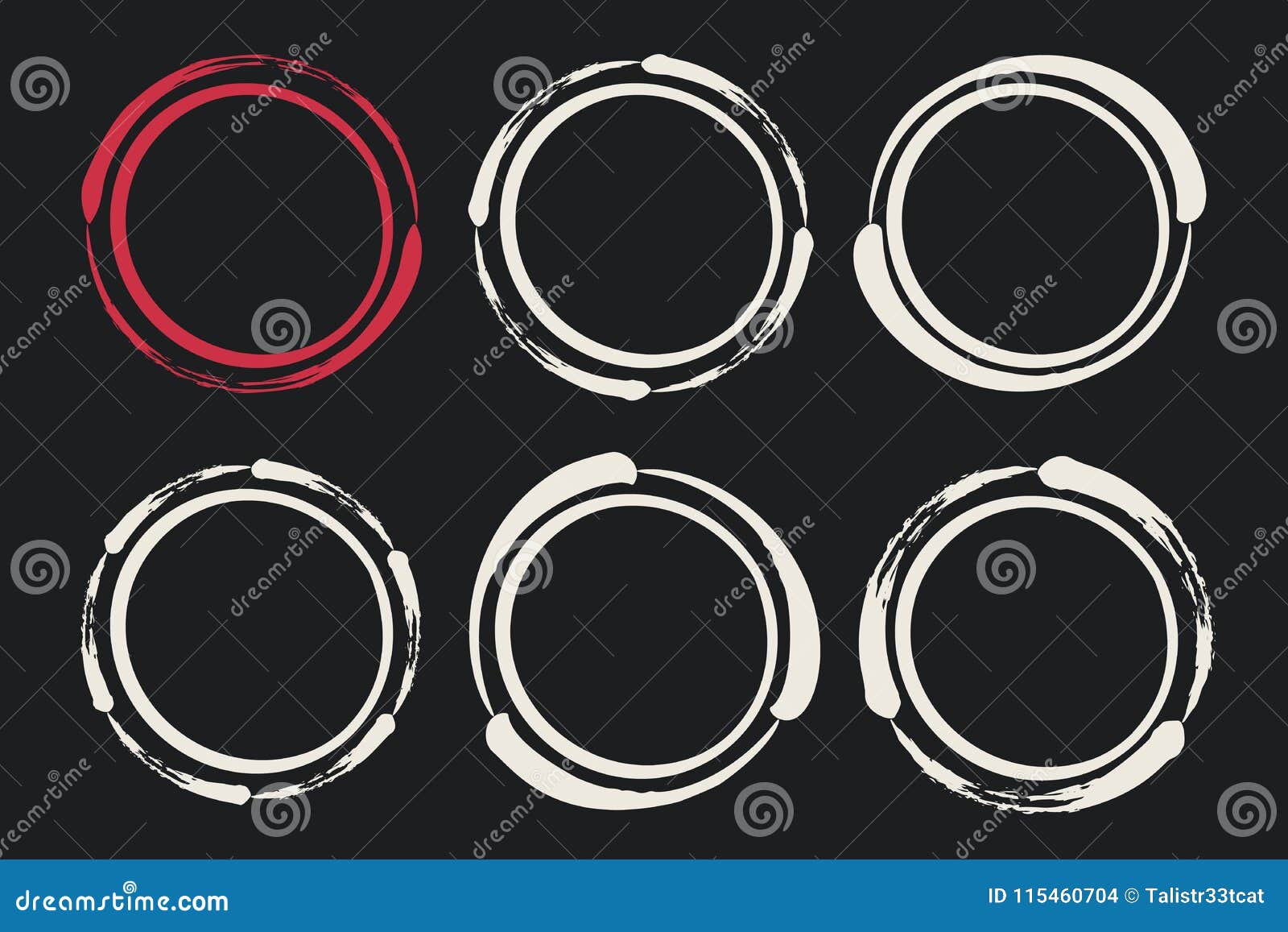 Set of Hand Painted Ink Circles Stock Vector - Illustration of chalk ...