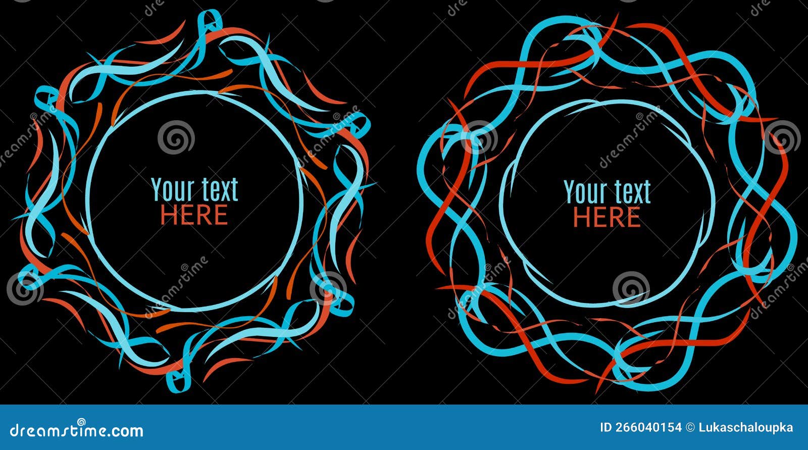 Set of Hand Painted Vector Circle Blue and Red Frame Borders. Abstract ...