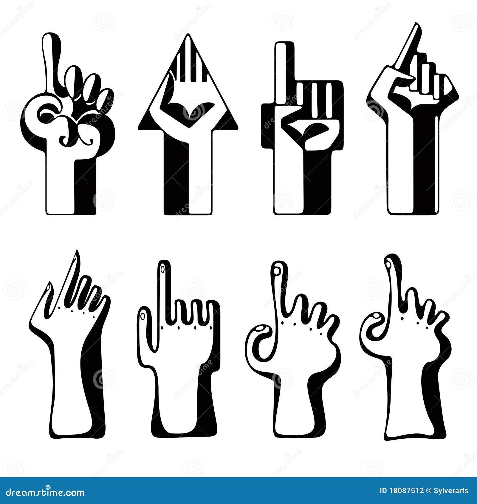 Set of hand pointers stock vector. Illustration of collection - 18087512