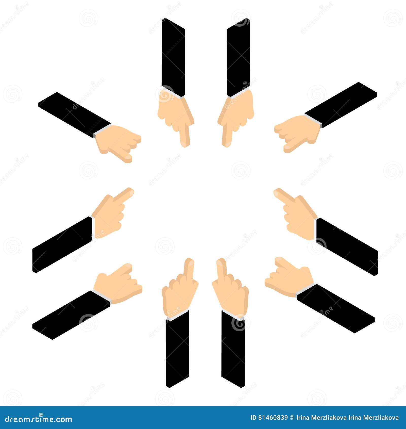 Set of Hand Pointing Finger Stock Vector - Illustration of clipart ...