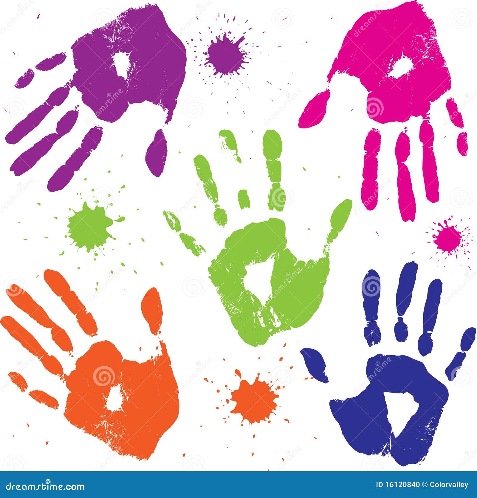 Set hand prints stock vector. Illustration of silhouette - 16120840