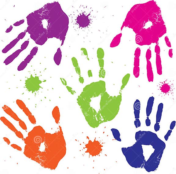 Set hand prints stock vector. Illustration of silhouette - 16120840