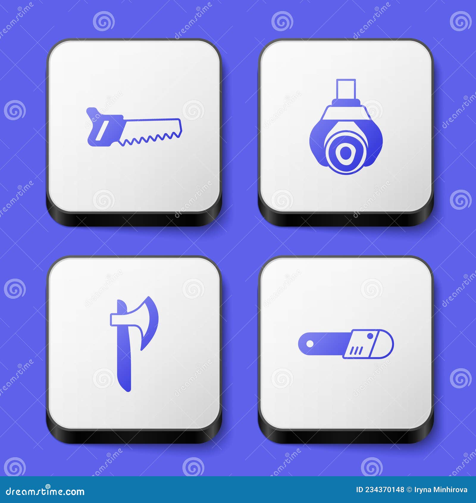 Set Hand Saw, Grapple Crane Grabbed Log, Wooden Axe and Chainsaw Icon ...
