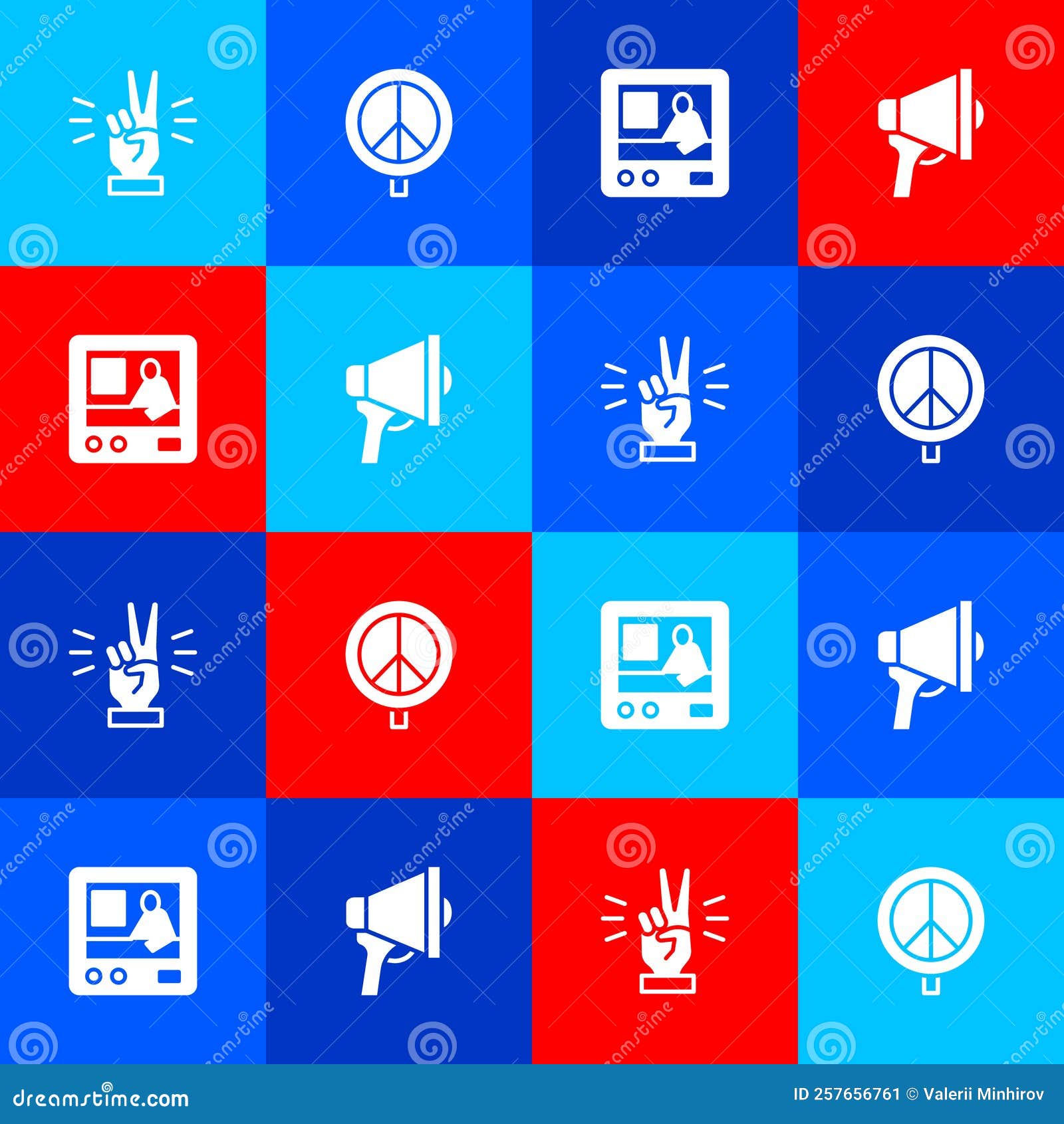 Set Hand Showing Two Finger, Peace, Television Report and Megaphone ...