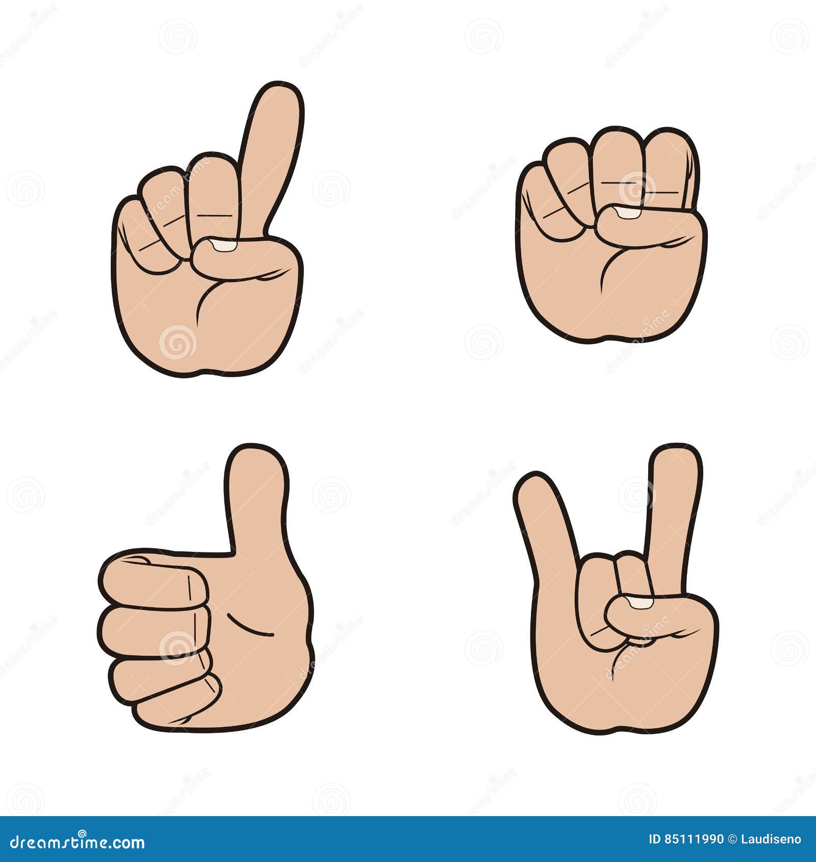 Set of hand signals stock vector. Illustration of rock - 85111990
