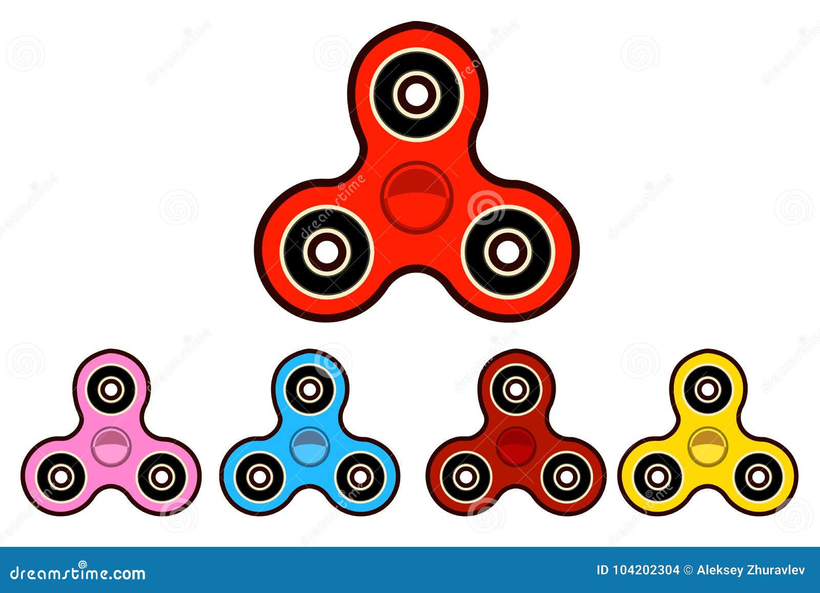 Set of Hand Spinning Machine.fidget Spinners of Different Colors Stock ...
