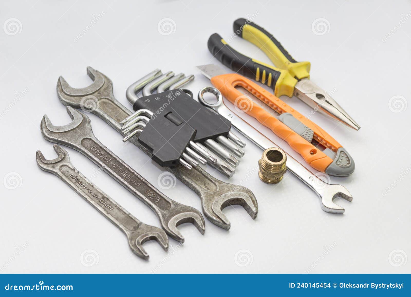 Set of Hand Tools for Repair Stock Photo - Image of steel, white: 240145454