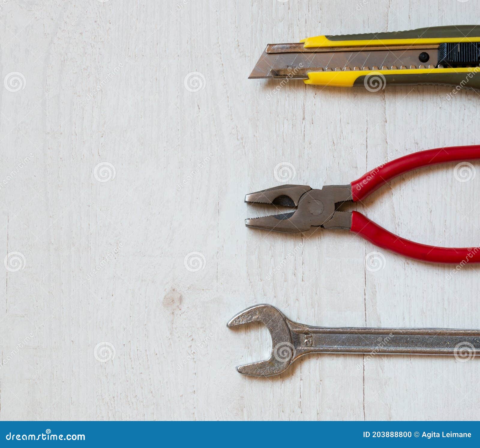 A set of hand tools . stock photo. Image of floor, metal - 203888800