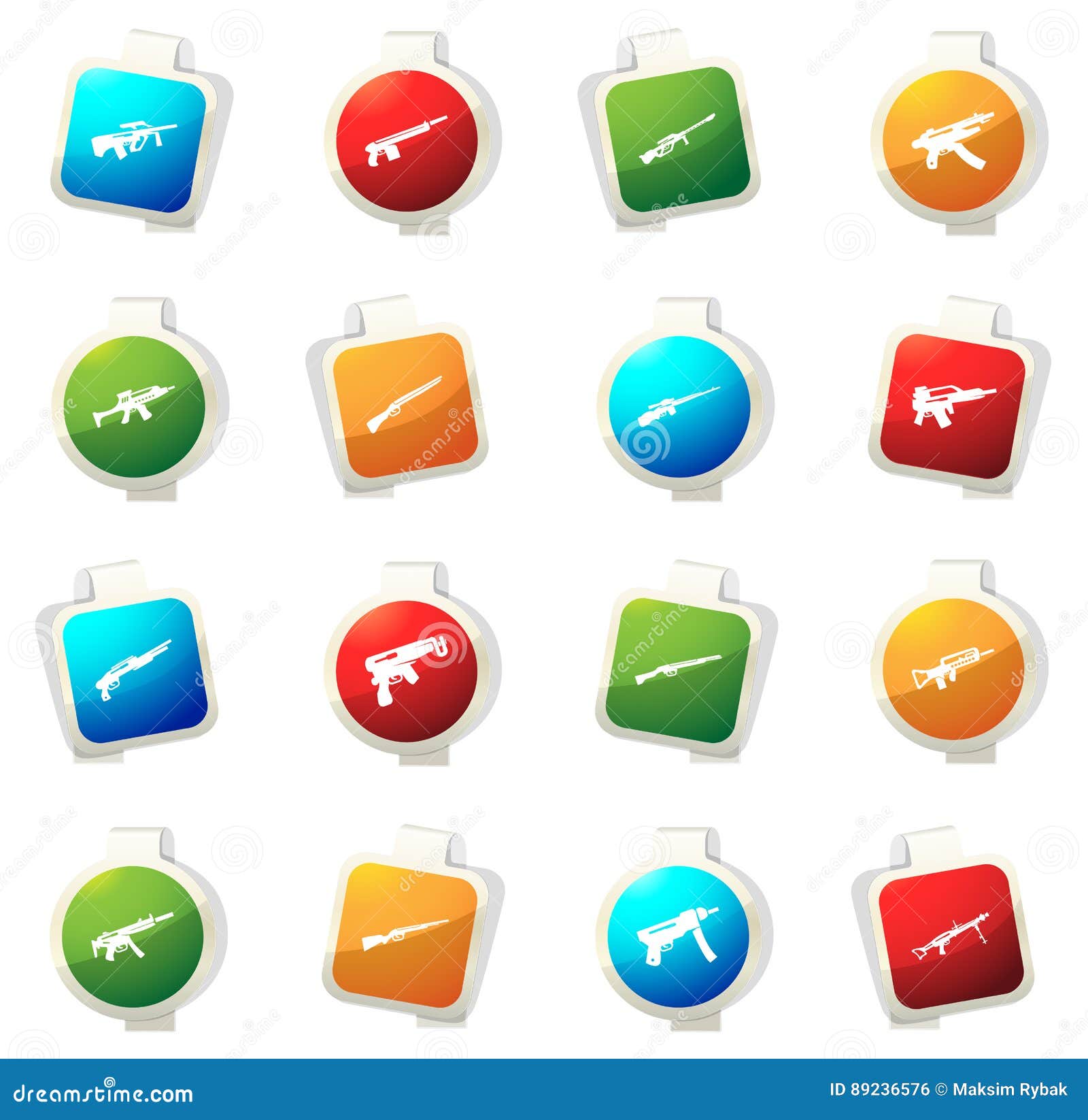 Set of hand weapons stock illustration. Illustration of design - 89236576