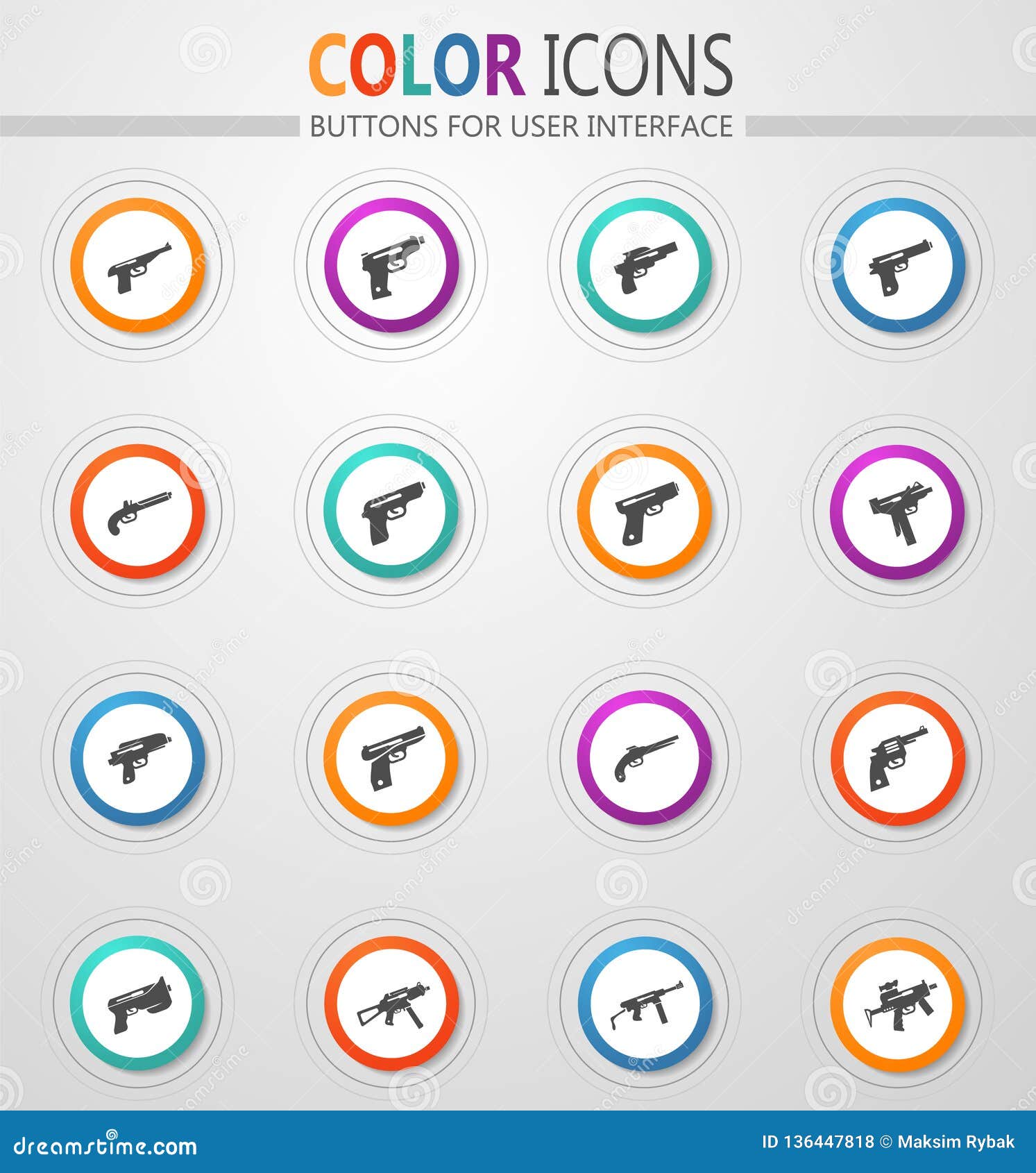 Set of hand weapons stock vector. Illustration of small - 136447818