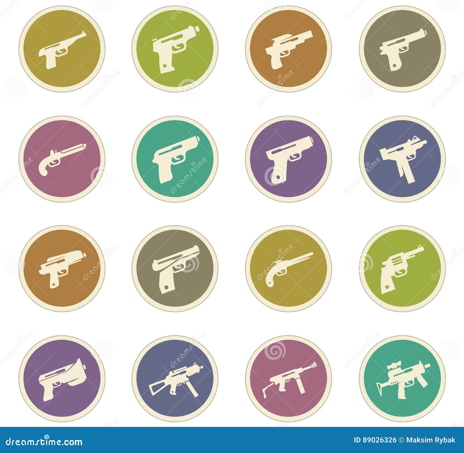 Set of hand weapons stock vector. Illustration of large - 89026326