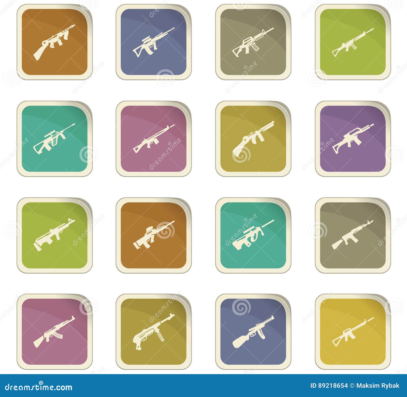 Set of hand weapons stock illustration. Illustration of symbol - 89218654