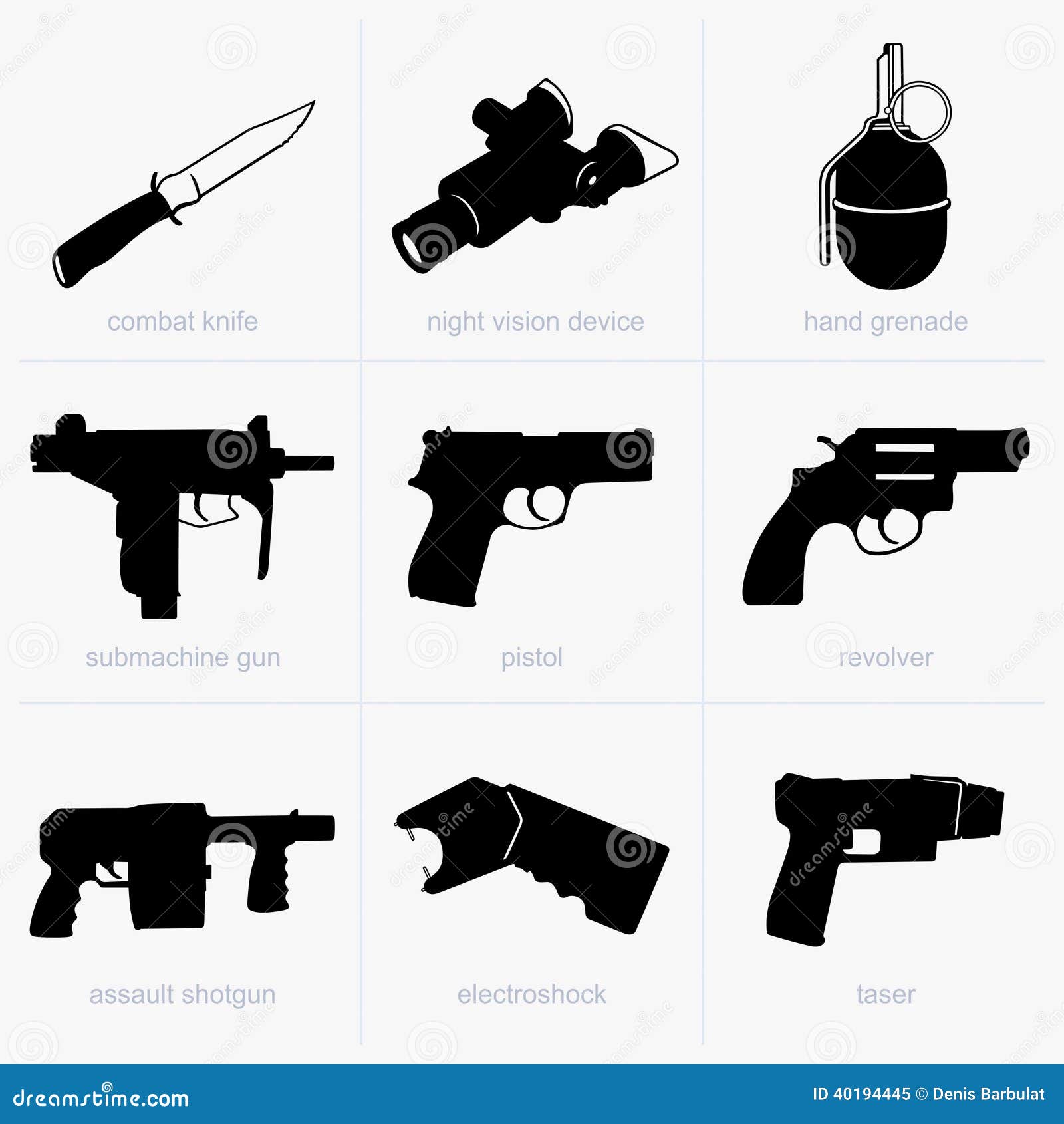Set of hand weapons stock vector. Illustration of shotgun - 40194445