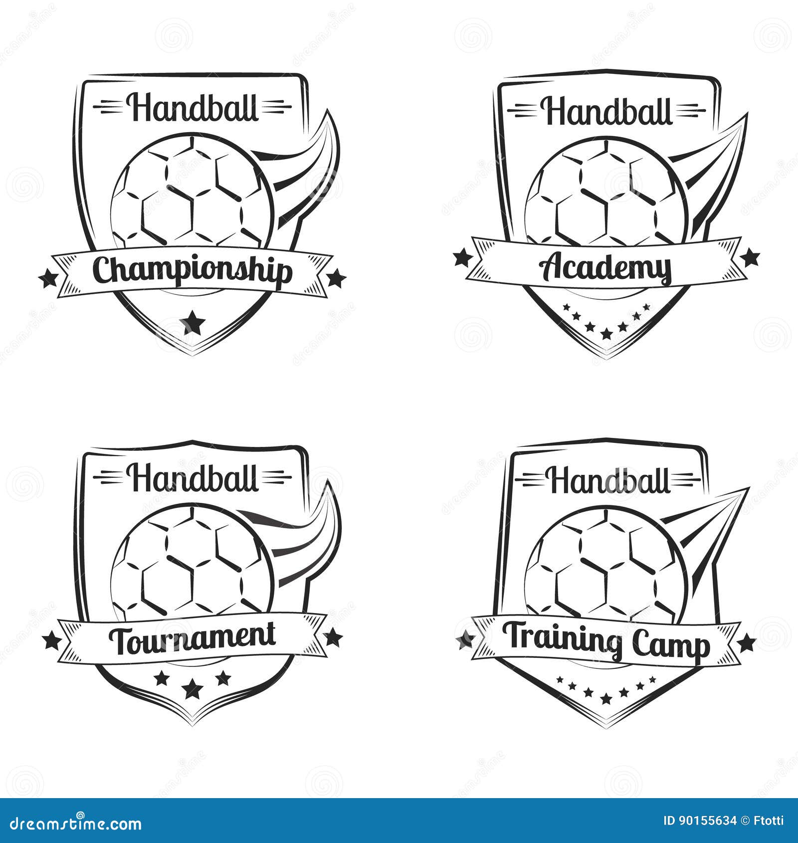 Set of Handball Hand Drawn Emblems. Sport Logo Design Stock Vector ...