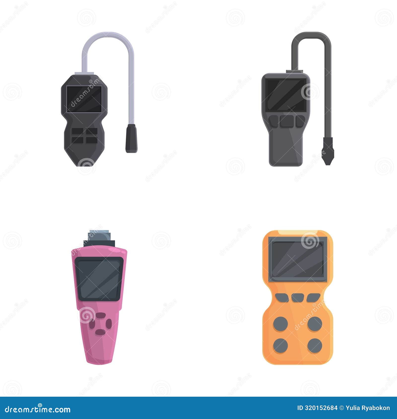 Set of Handheld Electronic Measuring Instruments Icons Stock Vector ...