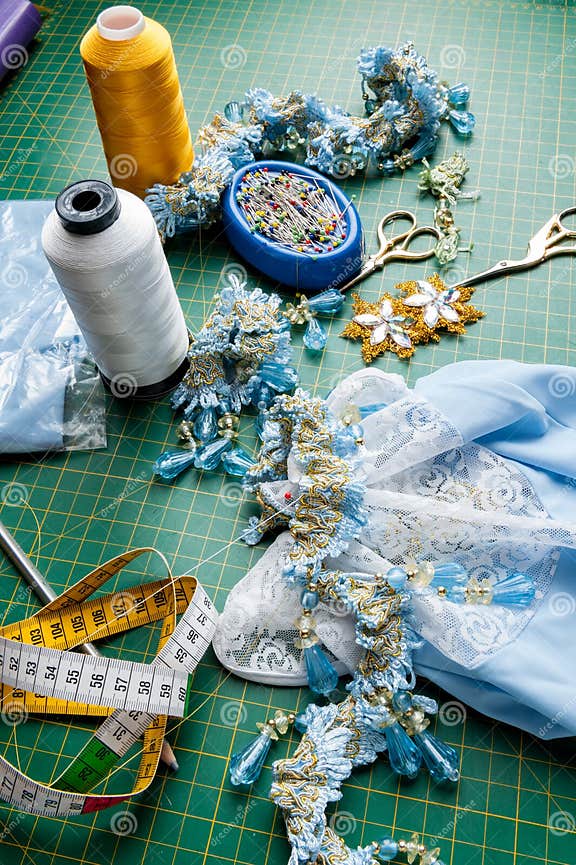 Set for handiwork stock photo. Image of fabric, closeup - 111581856