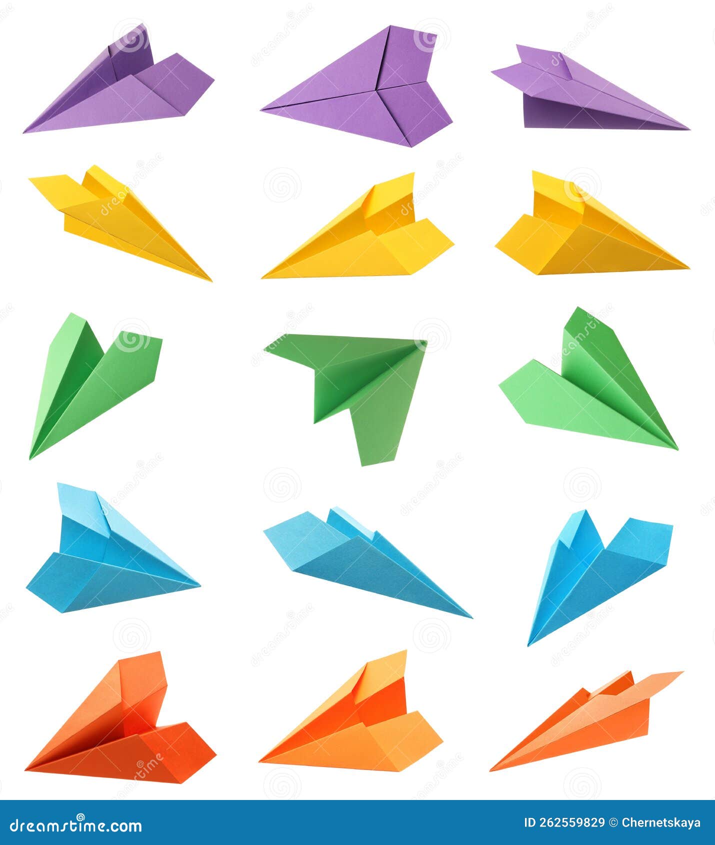 Set with Handmade Different Color Paper Planes on White Background ...