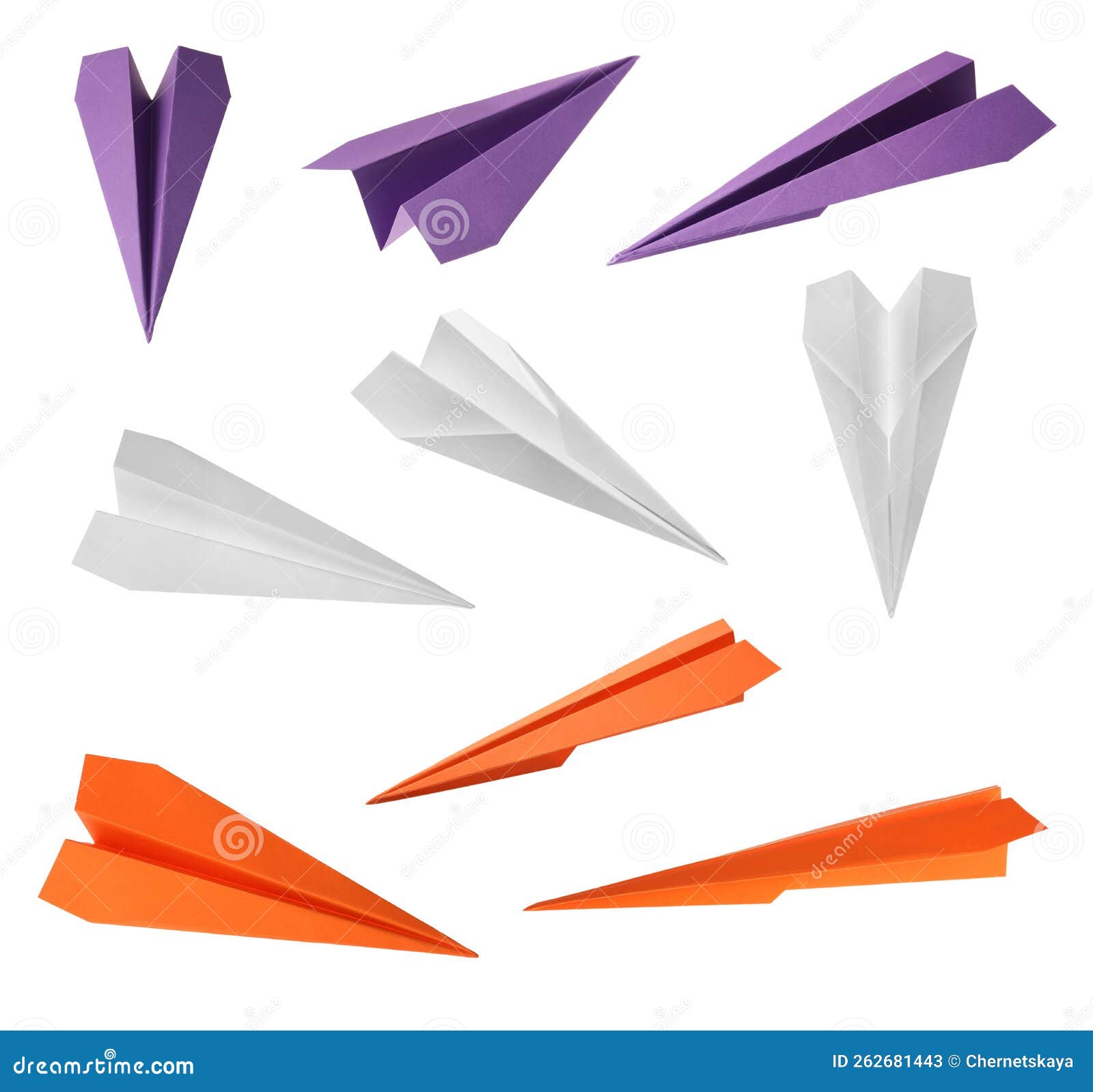 Set with Handmade Different Color Paper Planes on White Background ...