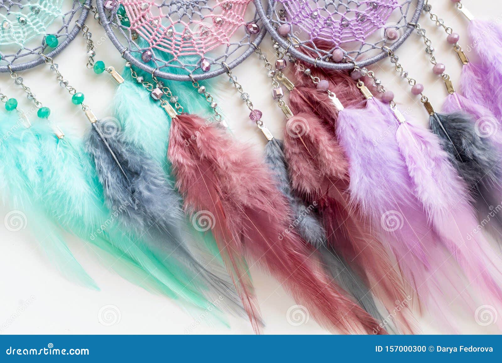 Set of Handmade Dream Catcher with Feathers Threads and Beads Rope ...