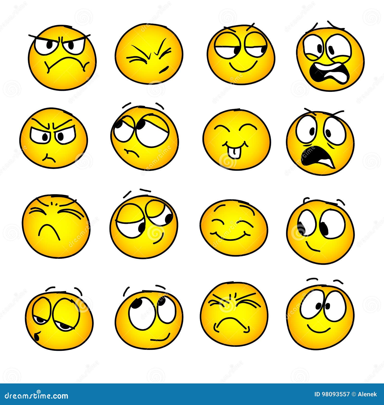 Set of Handmade Emoticons, Emotion, Feelings, Experience for Icons ...