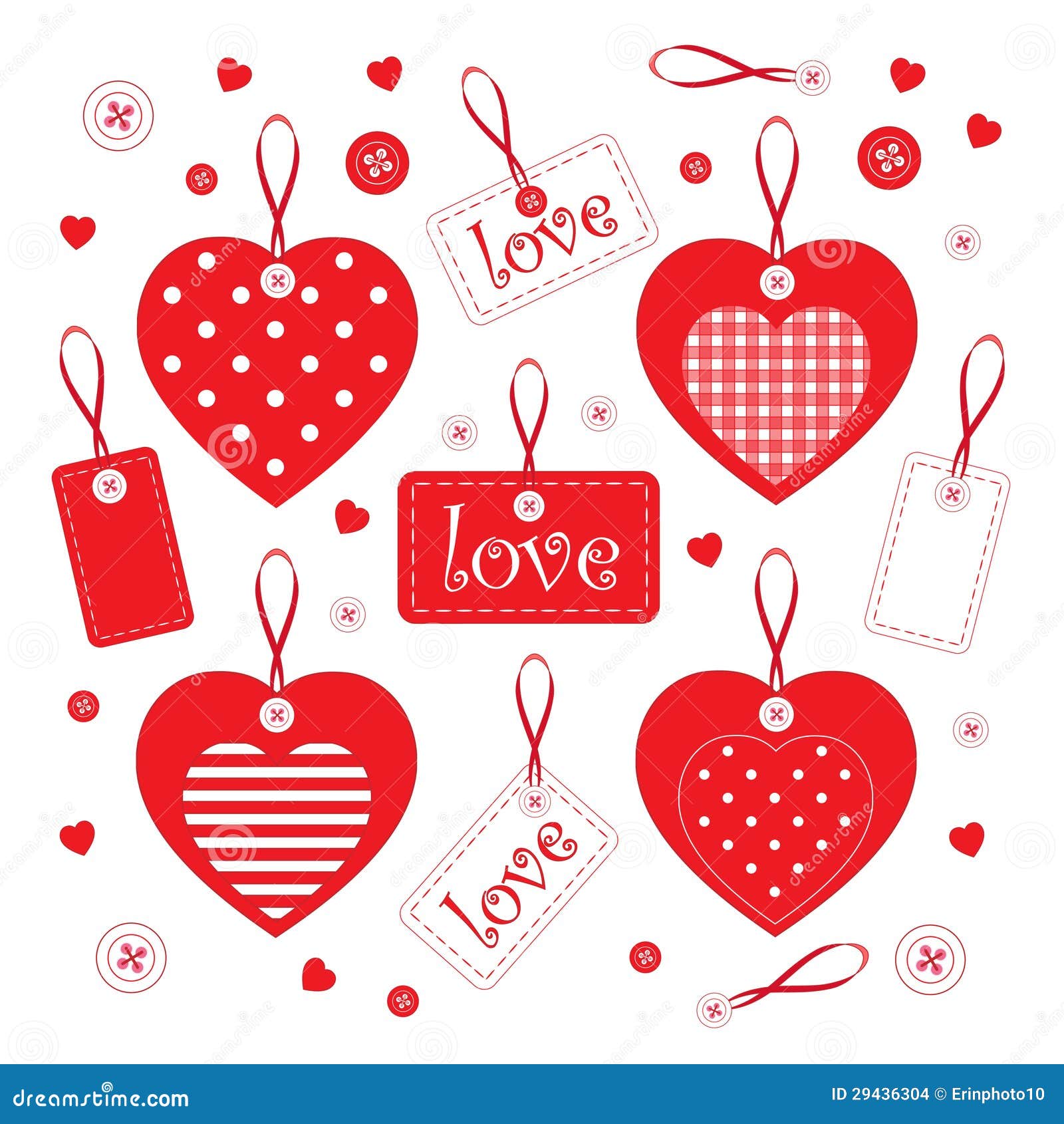 Set of Handmade Hearts and Elements Stock Illustration - Illustration ...